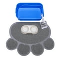 Indoor Kitty Litter Box Starter Kit - Small Pan, Mat, Scoop and Bowl ...