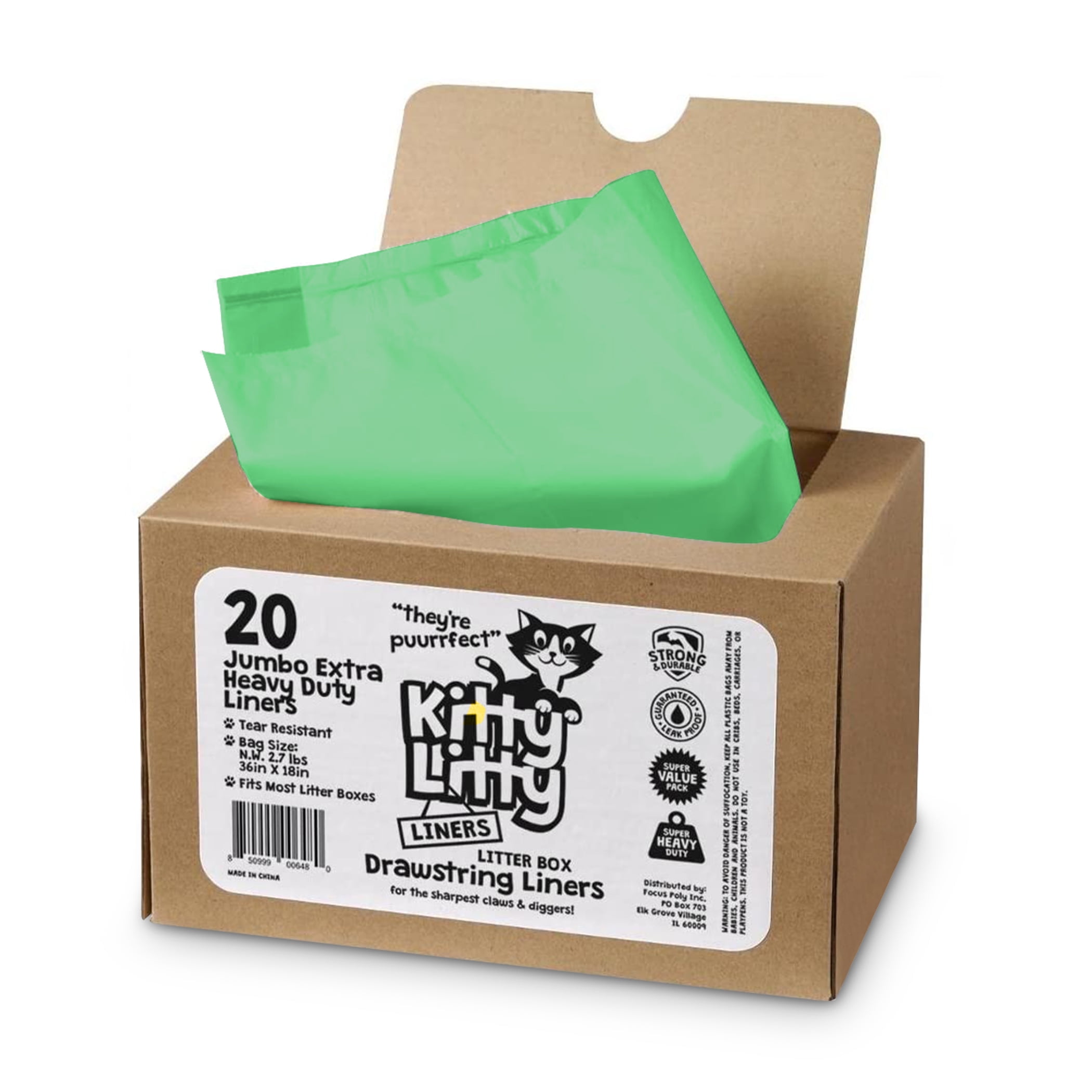 Kitty Litty Heavy Duty Jumbo Cat Litter Box Liners, 20 Count Cat Waste ...