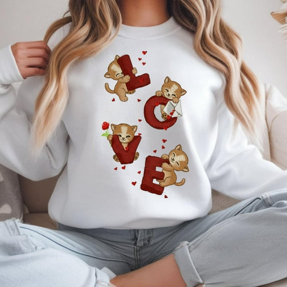 Kitty Lover Sweater Valentines Day Shirt,Fun Gift for Cat Dad or Mom ...