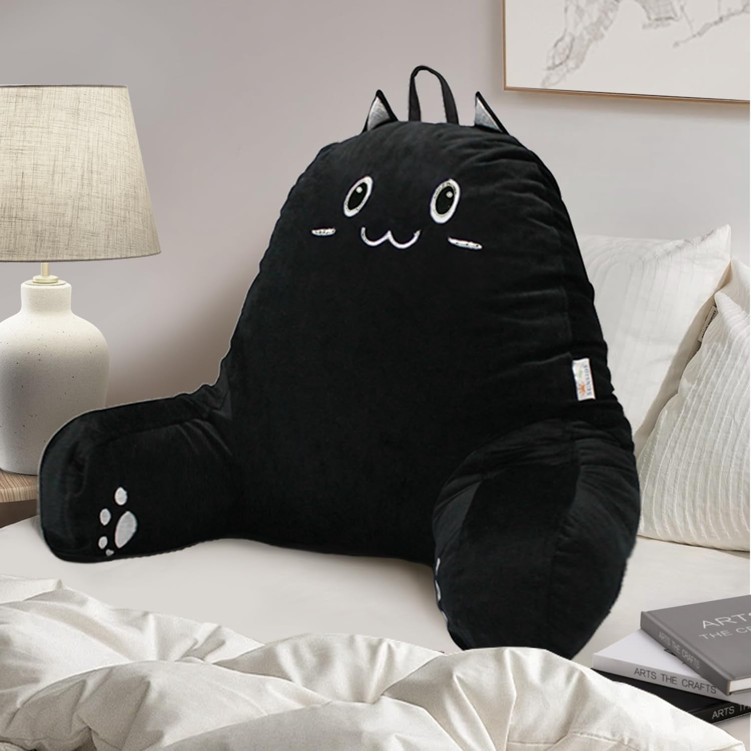 Kitty Reading Pillow for Sitting in Bed, Cute Back Pillows for Adult ...