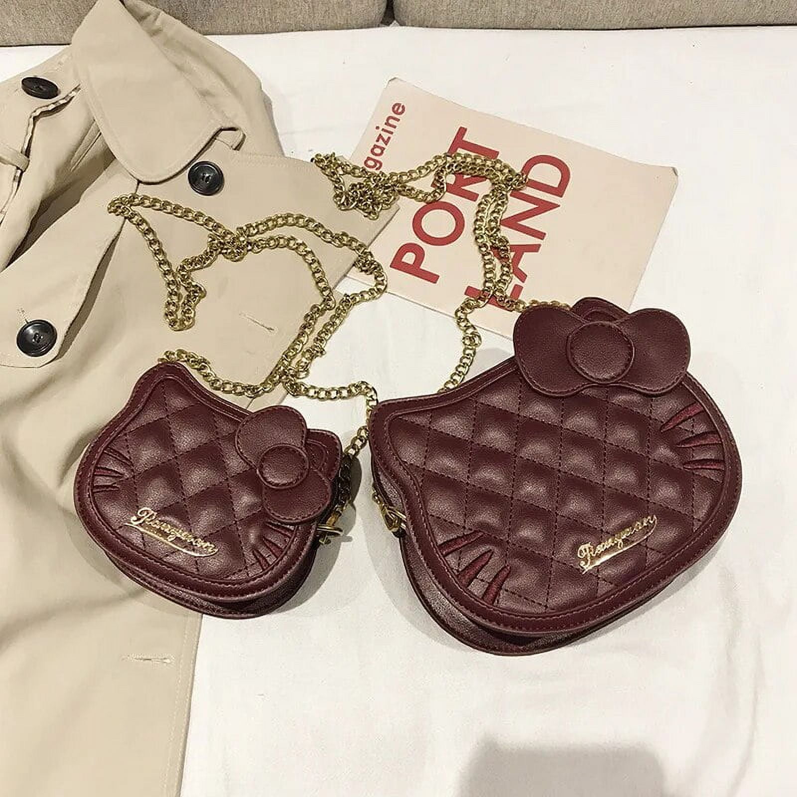 Kitty Women's Shoulder Bag Cute Cartoon Handbags Crossbody Bowknot Cat ...