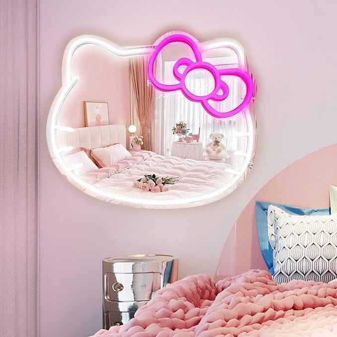 Kitty face Home Decor Mirror ,Anime Neon Sign for Dresser, Locker Room ...