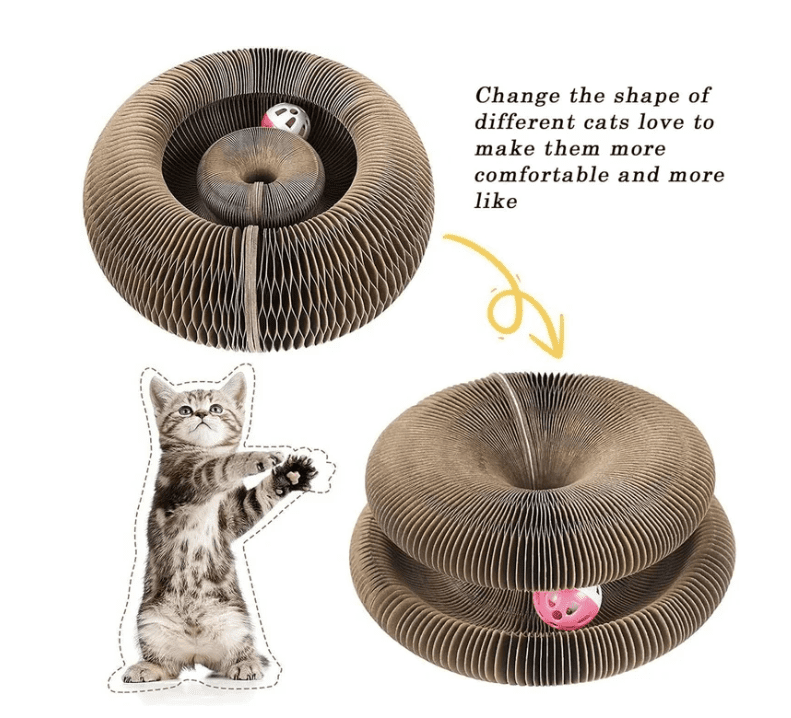 Kittyy Kurlz Cat Toy, Foldable Cat Scratch Board Toy with Bell ...