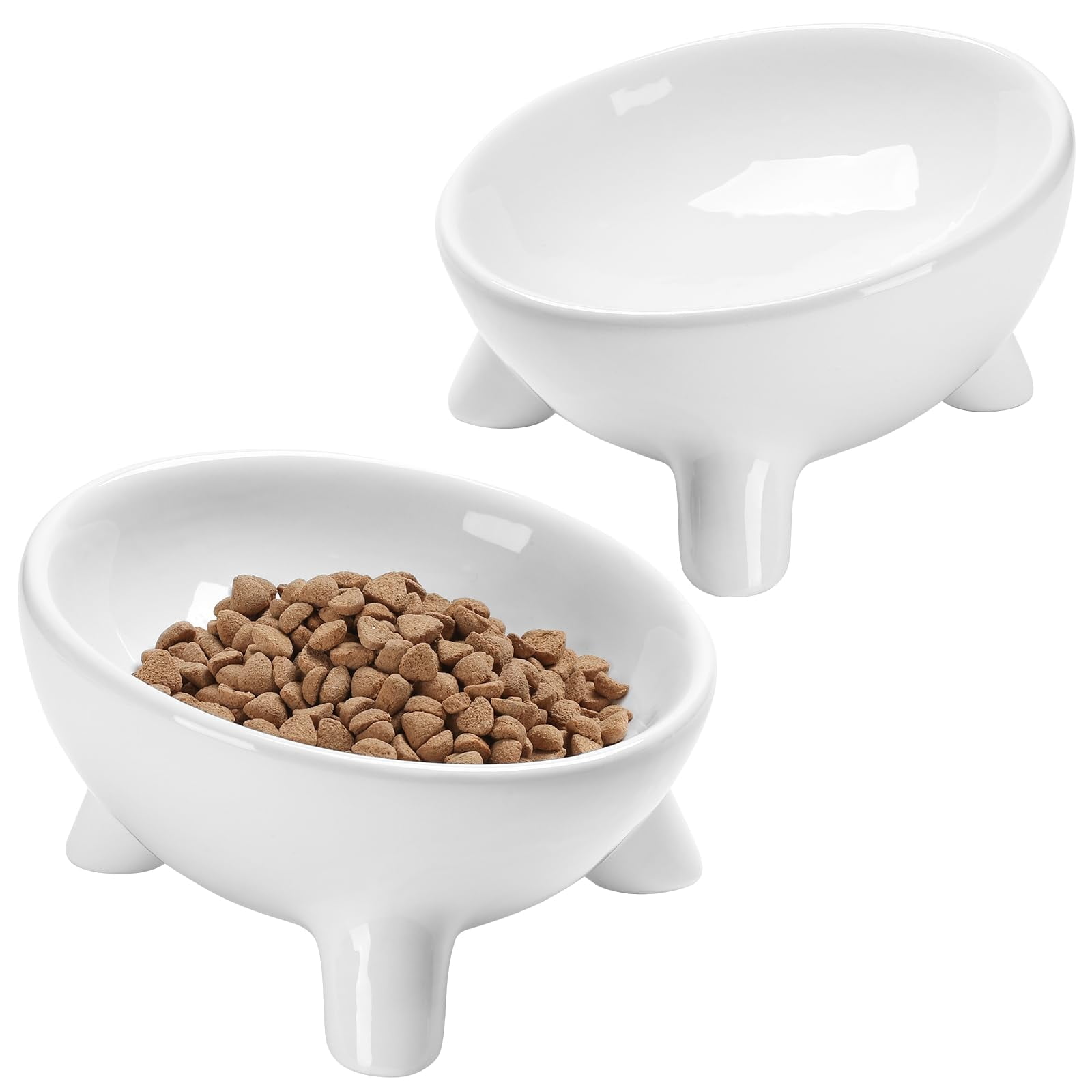Kitwinney Raised Cat Bowls TGF4 - Ceramic Elevated Cat Bowl Anti ...