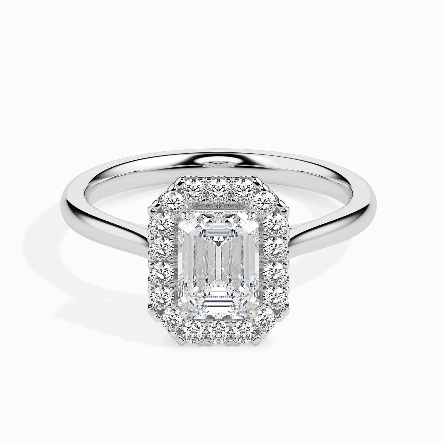 Kiva Jewel 1.77 Ct Lab Created Emerald Cut Diamond Halo Wedding Ring for Women - 14K White Gold ...