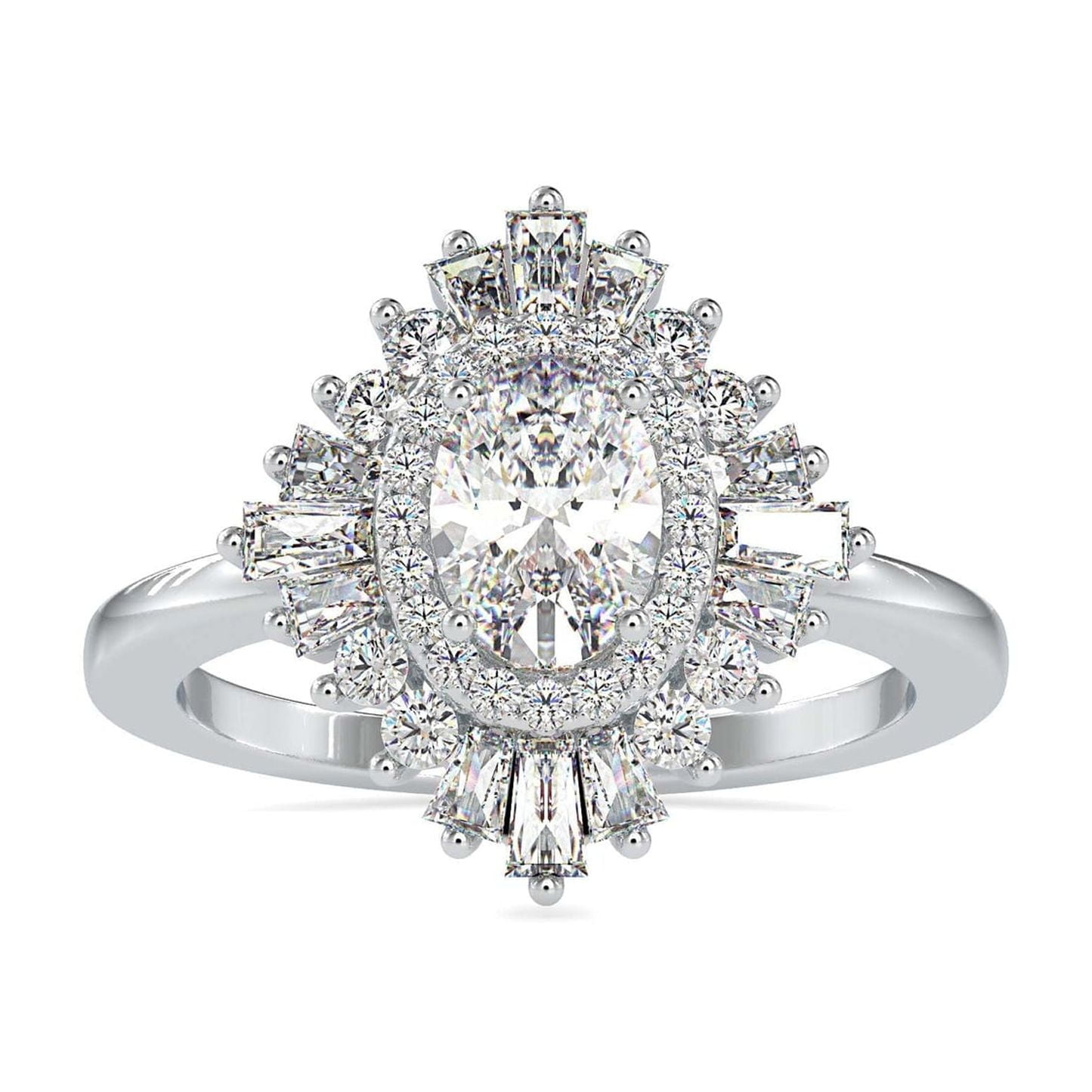 Kiva Jewel 1.7 Ct Halo Engagement Ring - Elegant Oval Cut Lab Created Diamond - 14K White Gold ...