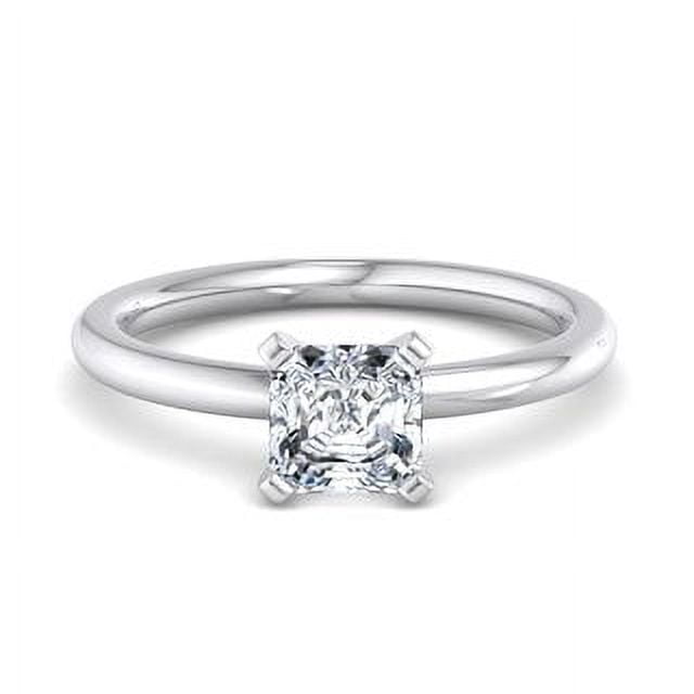 Kiva Jewel 1.77 Ct Moissanite Engagement Ring - Elegant Asscher Cut in 14K White Gold Plated ...