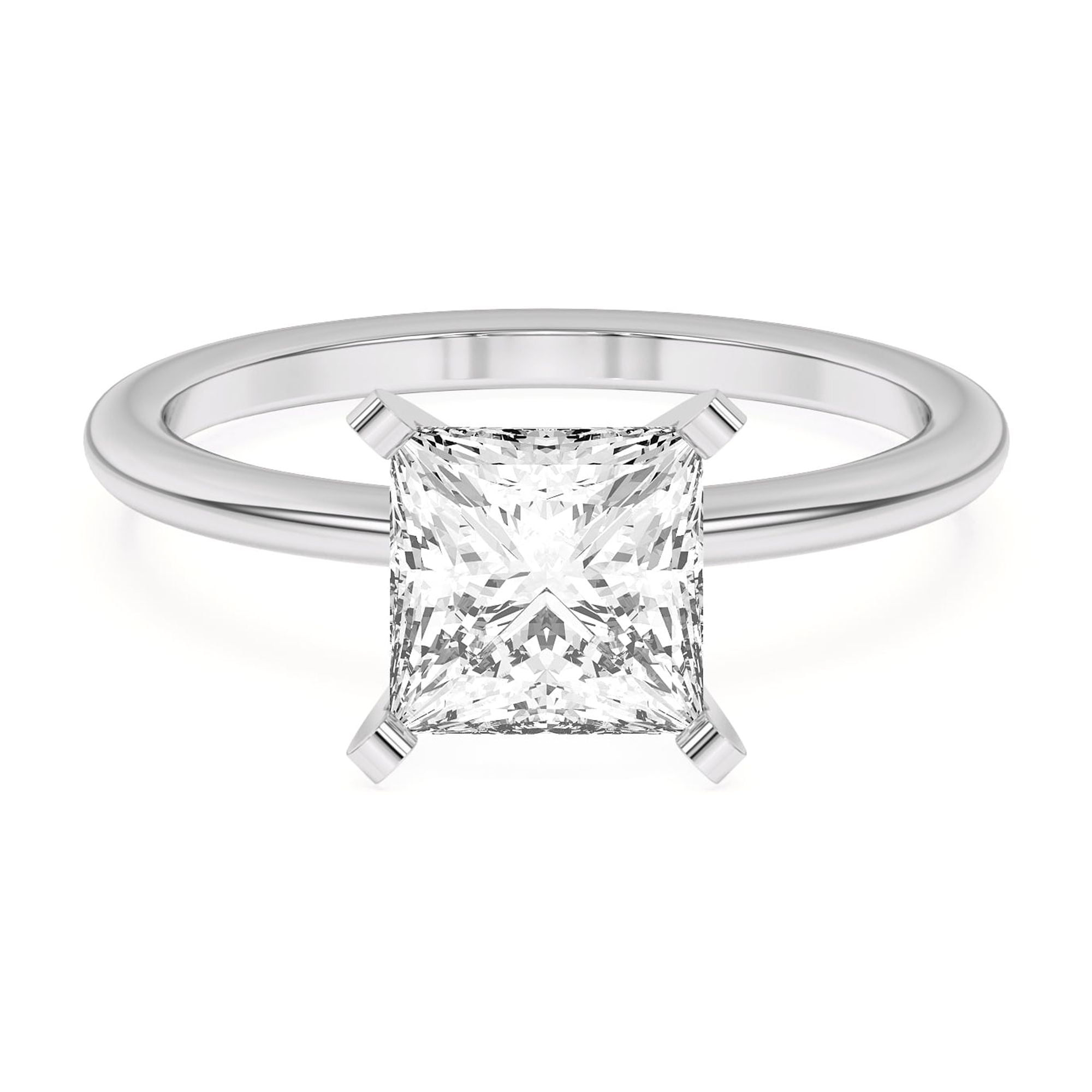 Kiva Jewel 1.77 Ct Princess Cut Moissanite Ring - 14K White Gold Plated Engagement Ring for ...
