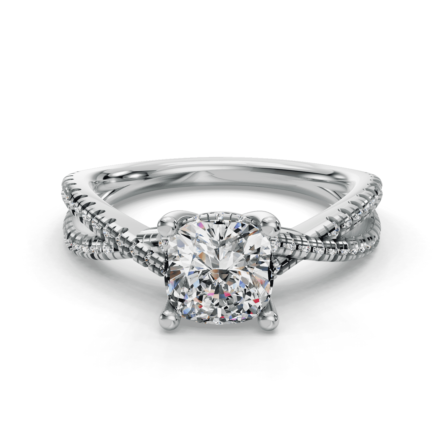 Kiva Jewel 1.99 Ct Cushion Cut Diamond Engagement Ring - Infinity Twisted Cross Over Shank ...