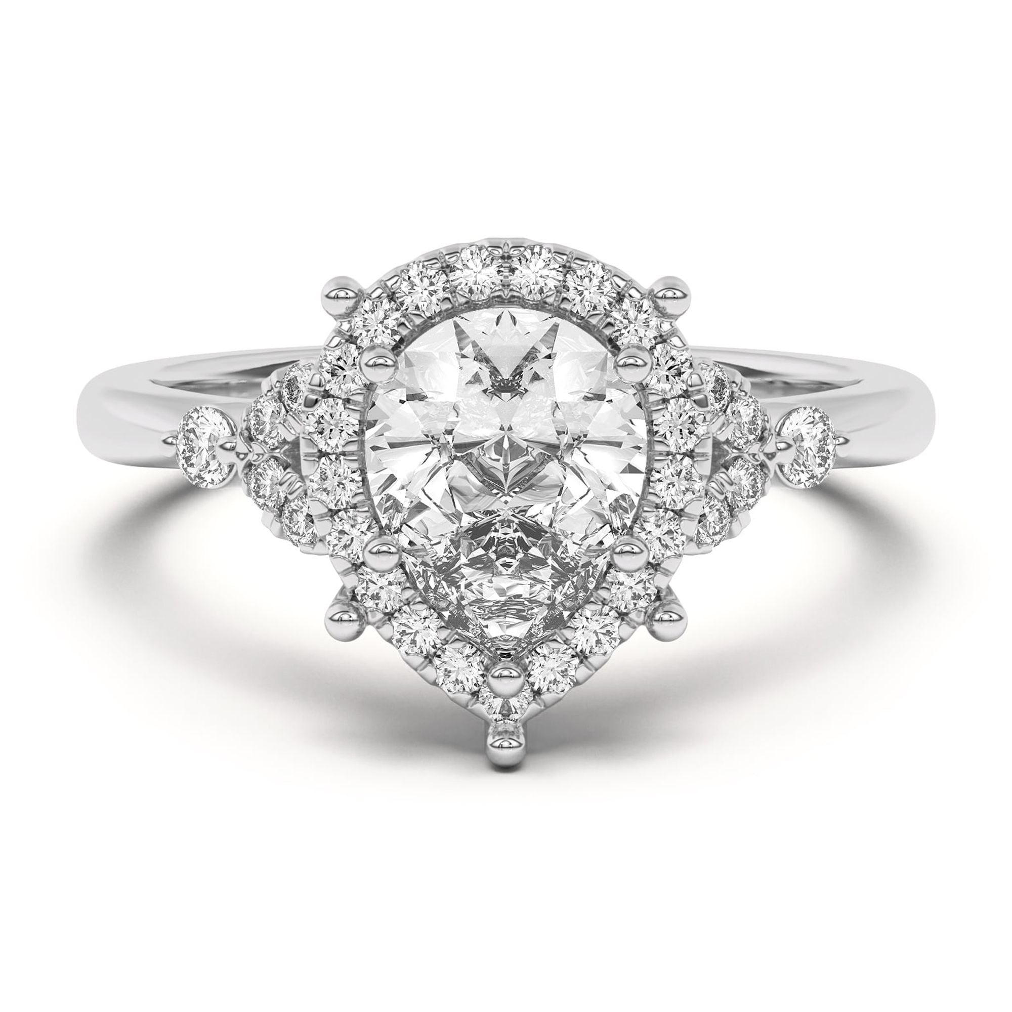 Kiva Jewel 14K White Gold Plated 1.54 Ct Pear Cut Diamond Ring ...