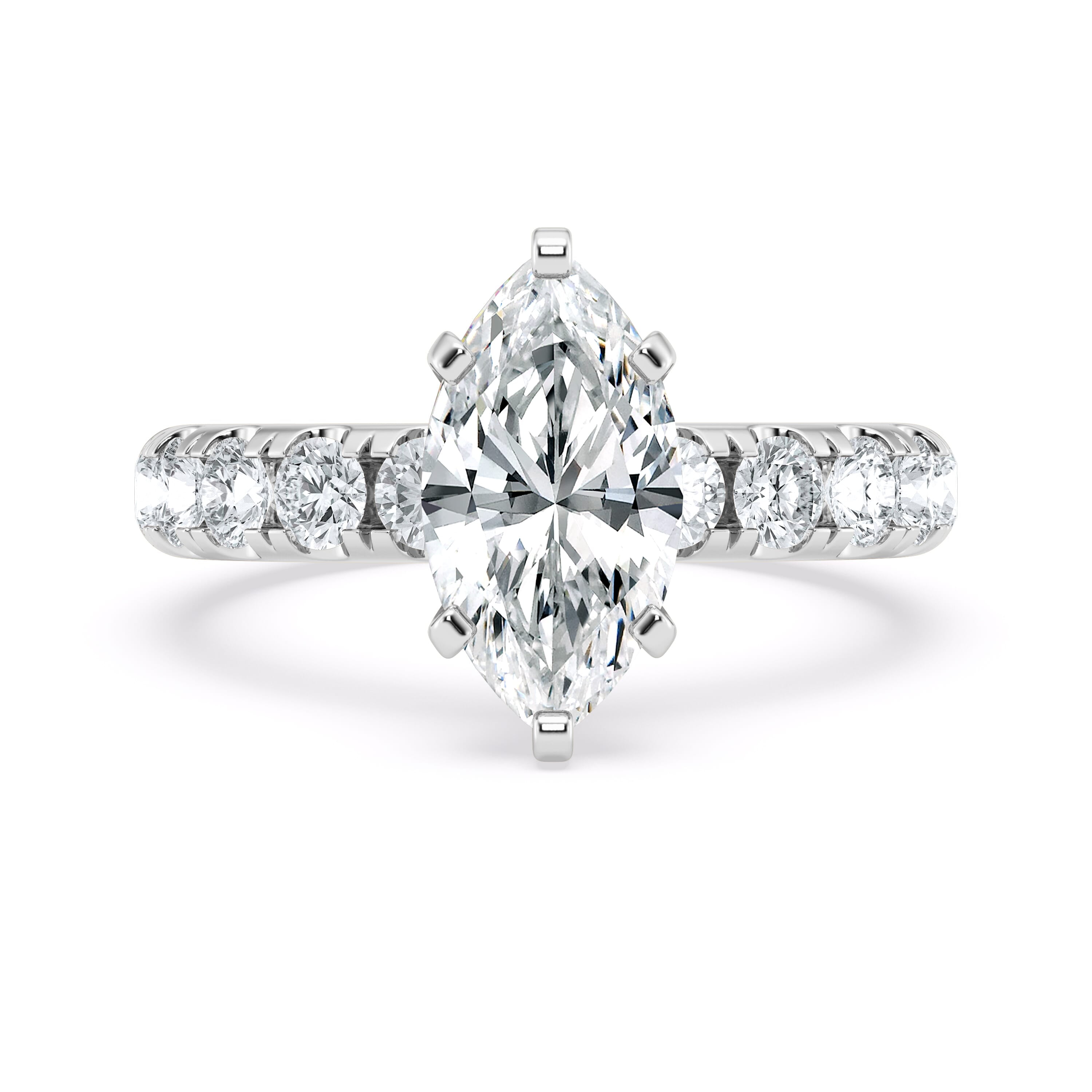 Kiva Jewel 14K White Gold Plated Hidden Halo Ring - 1.88 Ct Marquise Cut Lab Created Diamond ...