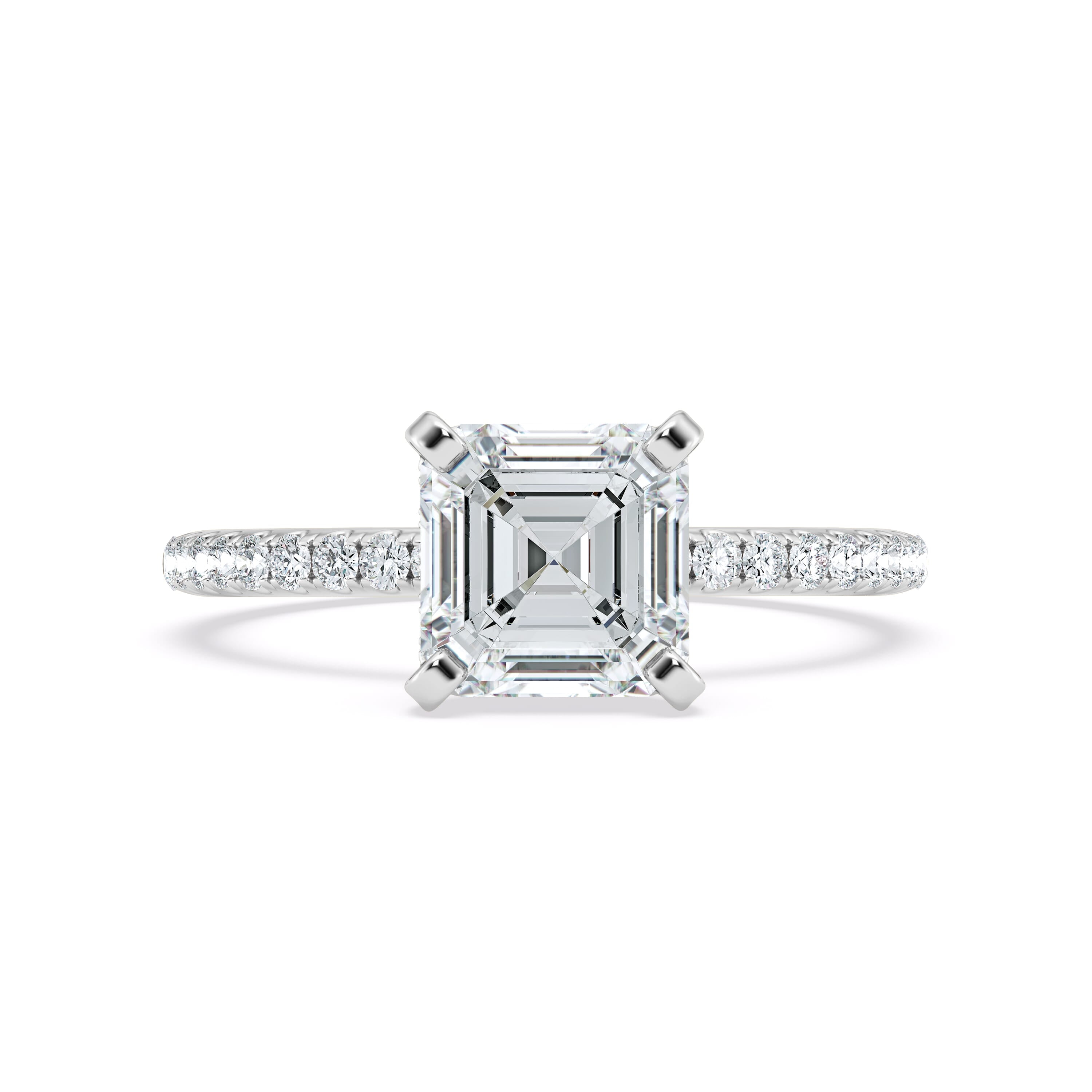 Kiva Jewel 14K White Gold Plated Ring - 1.66 Ct Asscher Cut Lab Created Diamond Engagement Ring ...