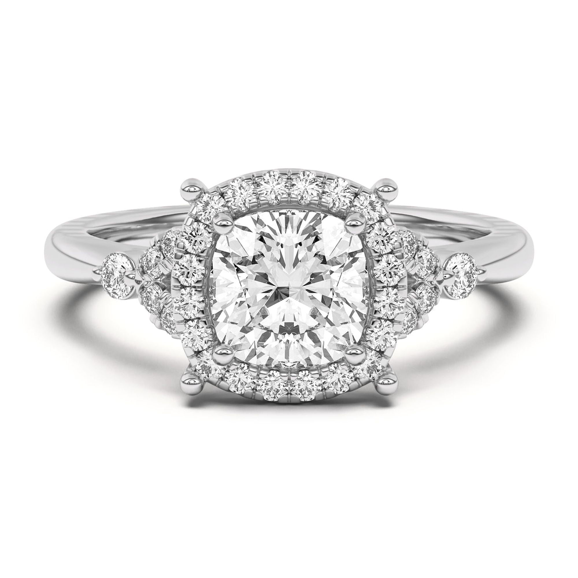 Kiva Jewel 14K White Gold Plated Ring - 1.66 Ct Cushion Cut Moissanite ...
