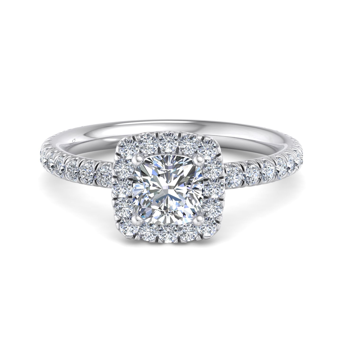 Kiva Jewel 14K White Gold Plated Ring - 1.77 Ct Cushion Cut Moissanite ...