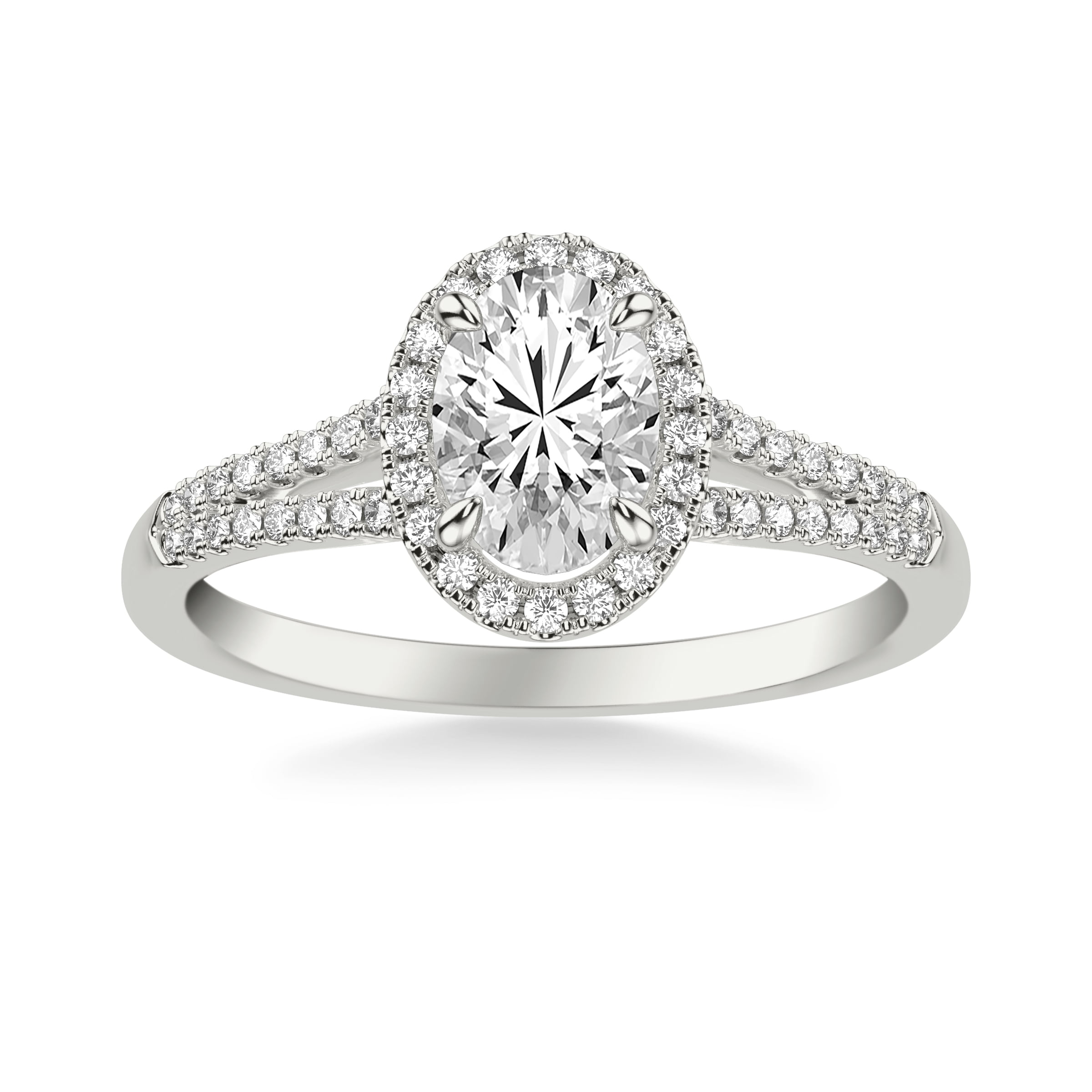 Kiva Jewel 14K White Gold Plated Split Shank Wedding Moissanite Ring ...