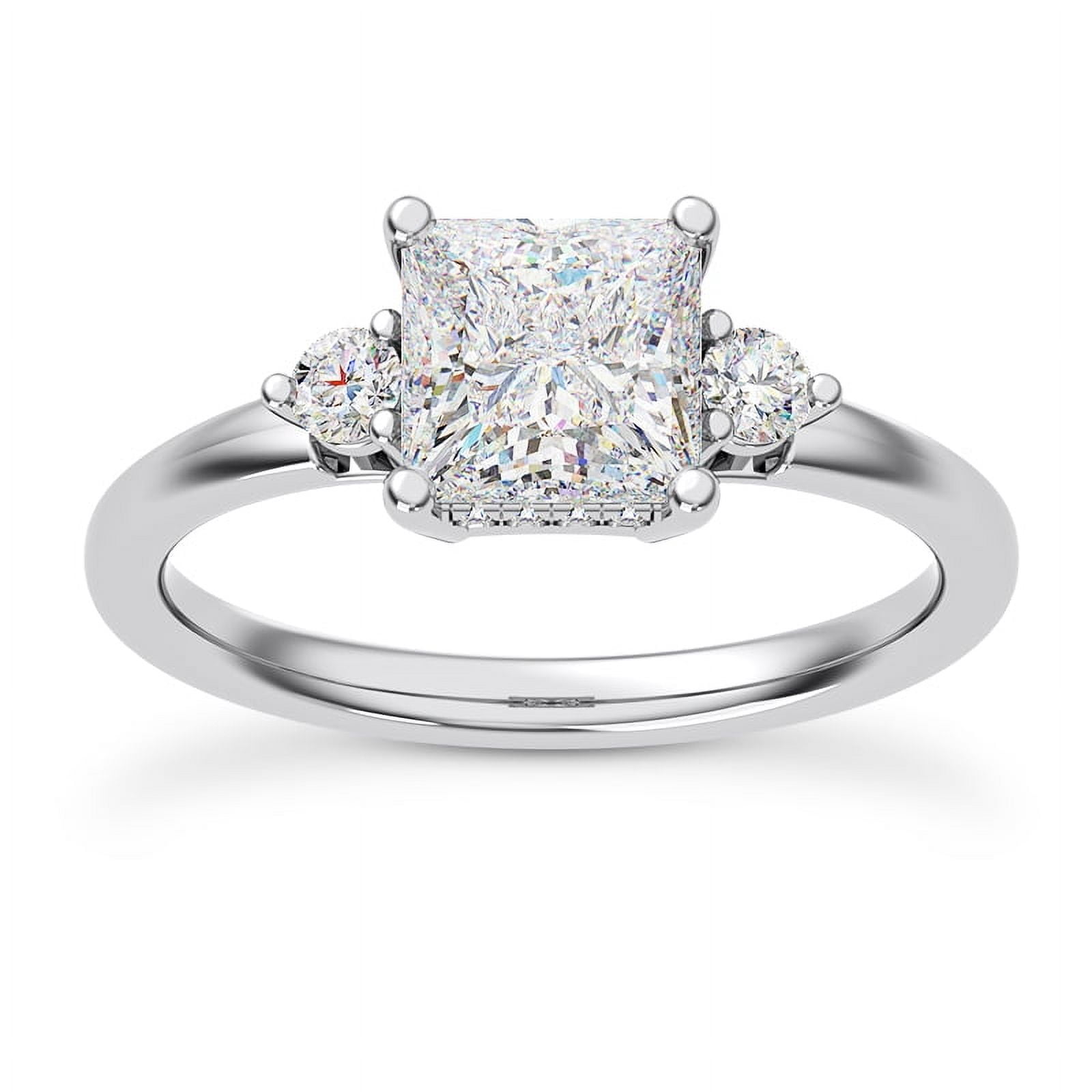 Kiva Jewel 2.1 Ct Princess Cut 3 Stone Engagement Wedding Ring for Her - 14K White Gold Plated ...