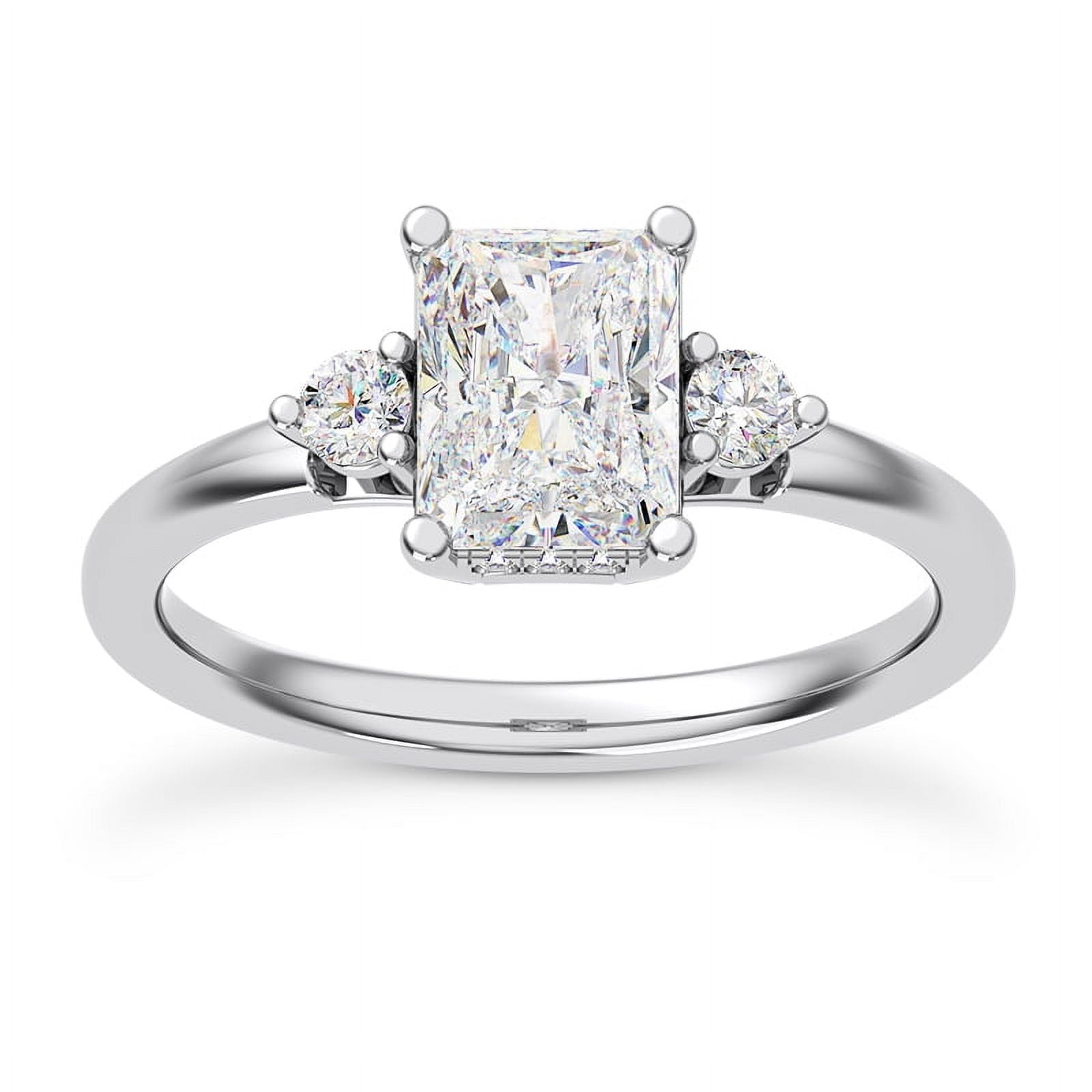 Kiva Jewel 2.32 Ct Radiant Cut 3 Stone Engagement Wedding Rings - 14K White Gold Plated Hidden ...