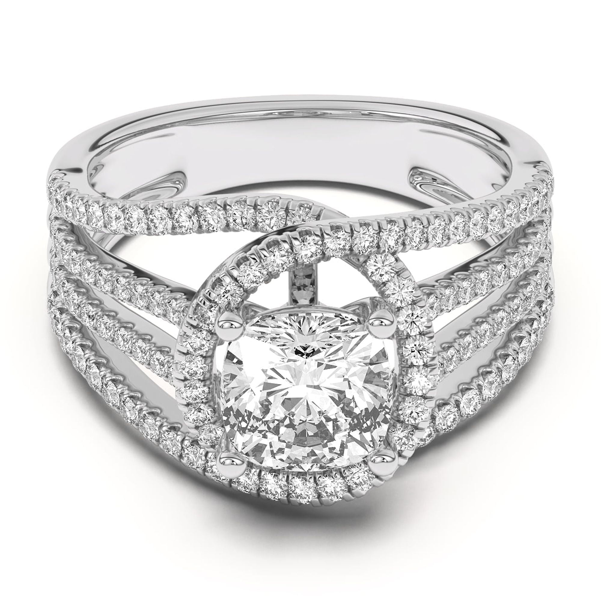 Kiva Jewel Bypass Engagement Ring for Women - 1.77 Ct Cushion Cut ...