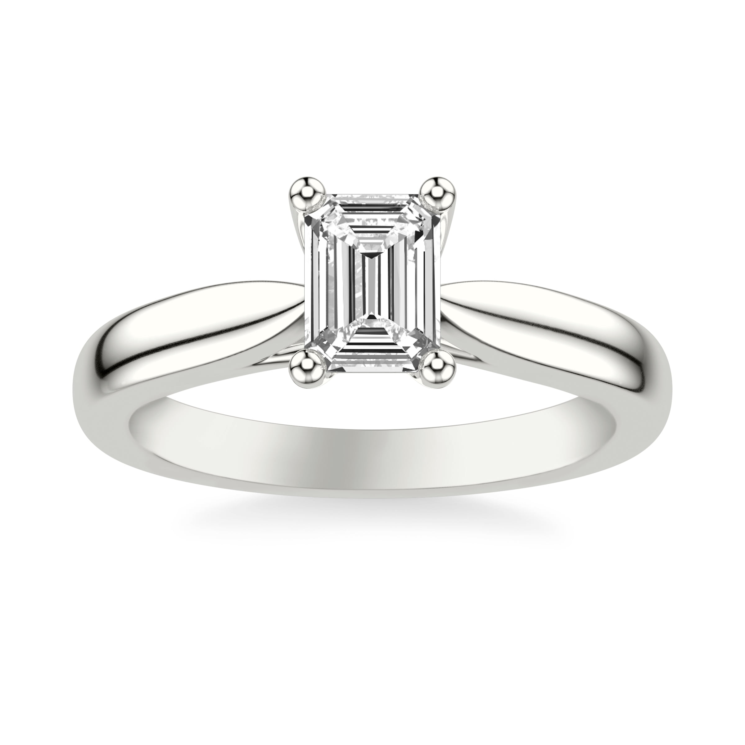 Kiva Jewel Lab Created Diamond Engagement Ring - 1.88 Ct Emerald Cut - 14K White Gold Plated ...