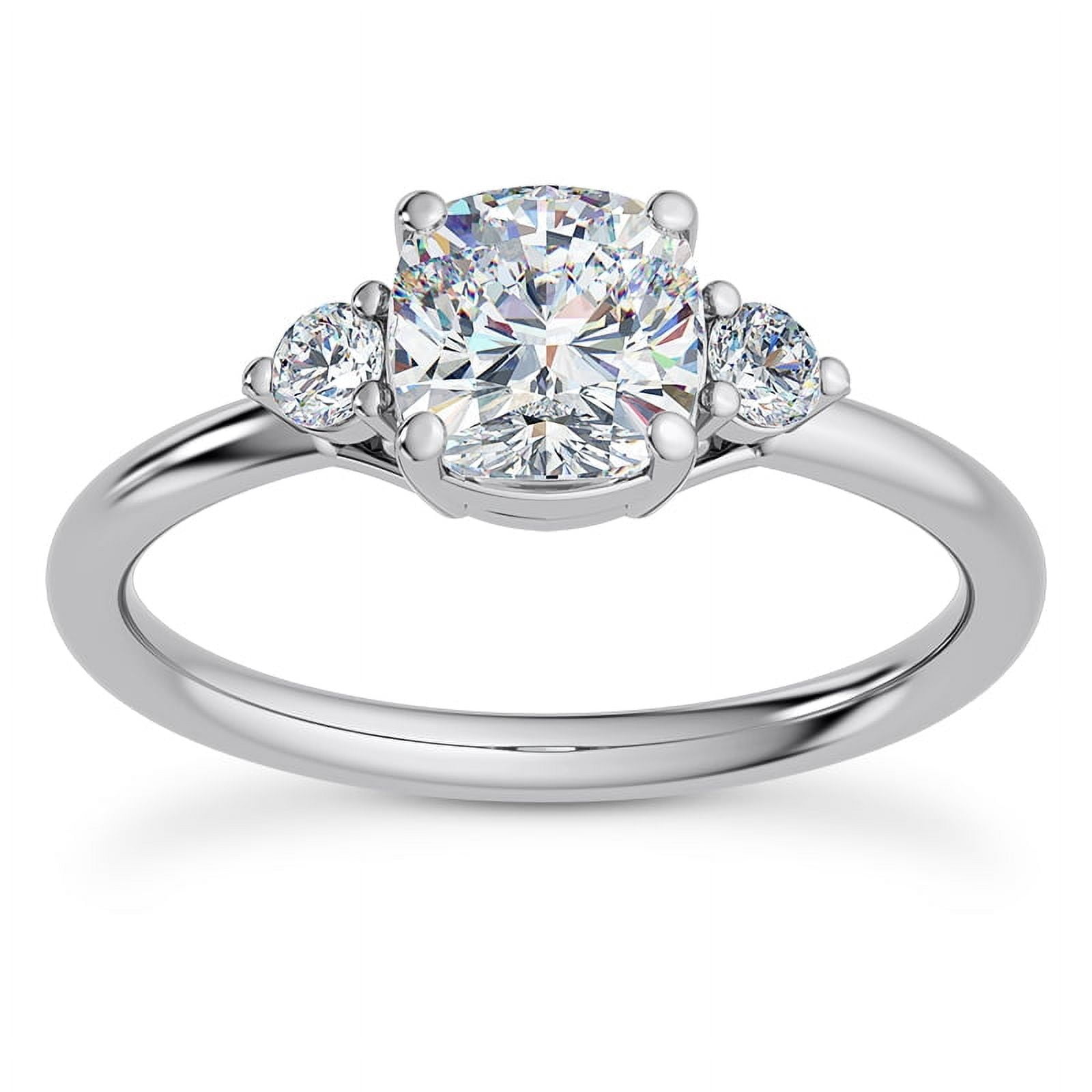 Kiva Jewelry 1.77 Ct Three Stone Engagement Ring - 14K White Gold Plated Ring with Cushion Cut ...