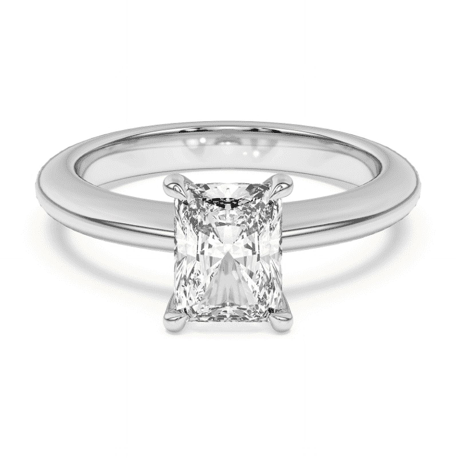 Kiva Jewelry Engagement Ring - 1.88 Ct Moissanite in Radiant Cut - 14K White Gold Plated ...