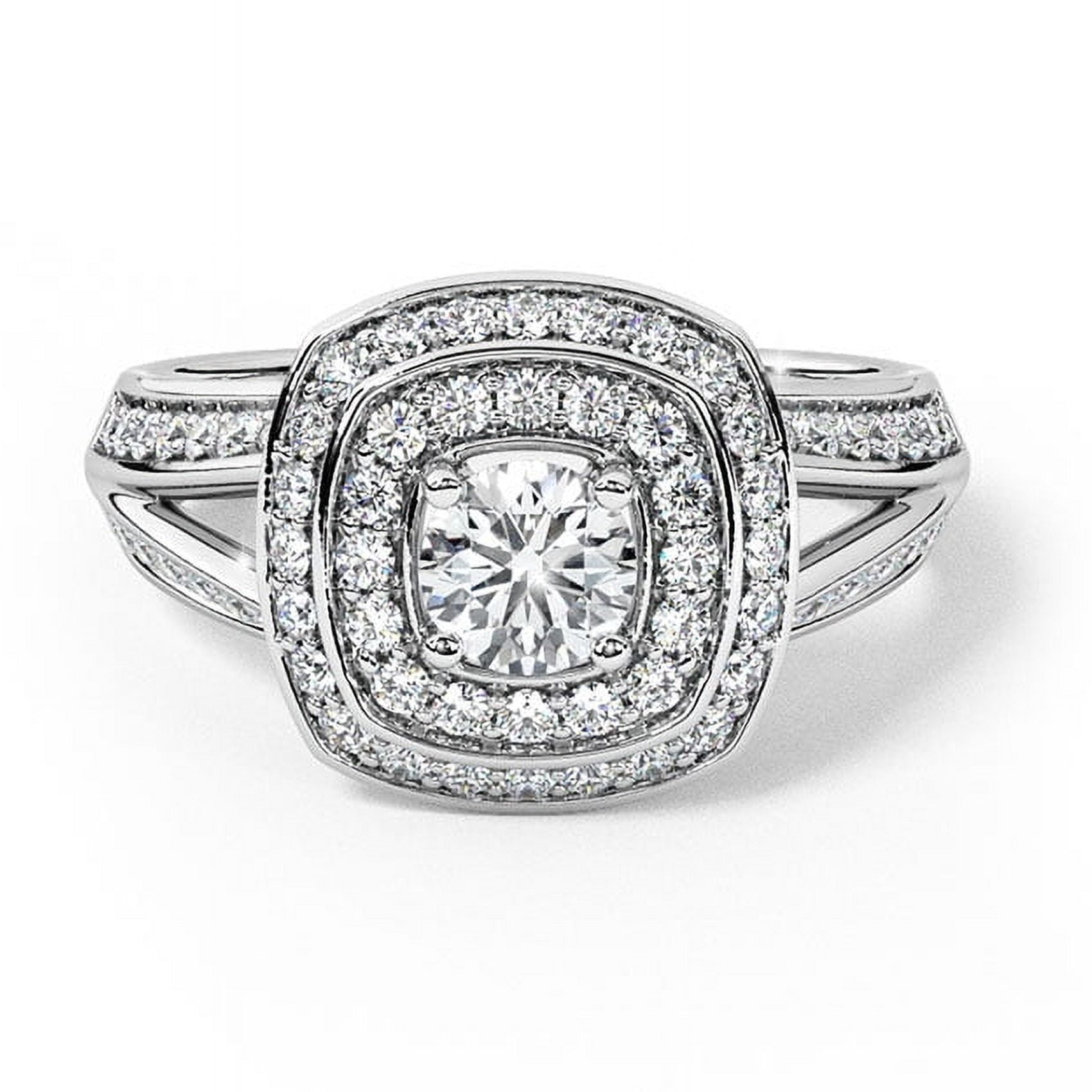 Kiva Jewelry Stunning 1.58 Ct Round Cut Moissanite Ring for Women - 14K White Gold Plated Prong ...