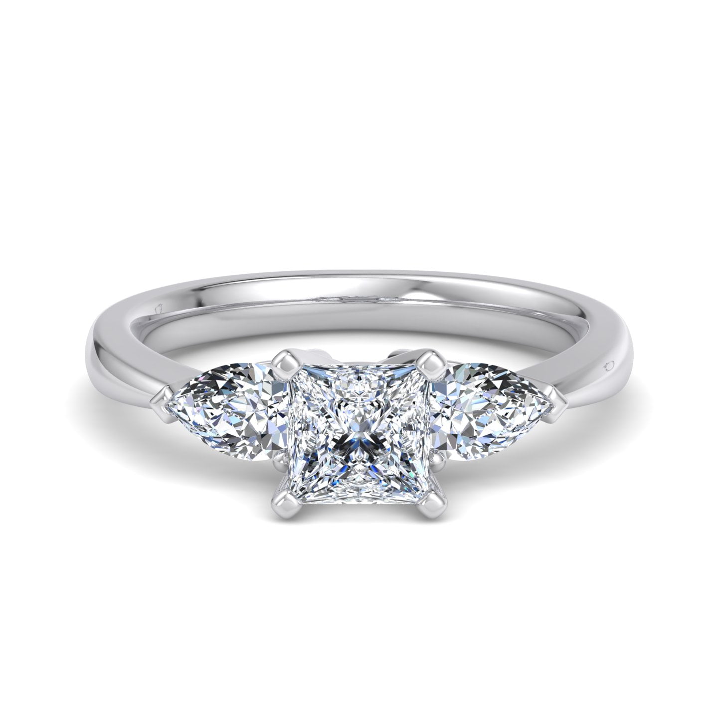 Kiva Jewelry Three Stone 1.54 Ct Princess Cut Moissanite Engagement ...