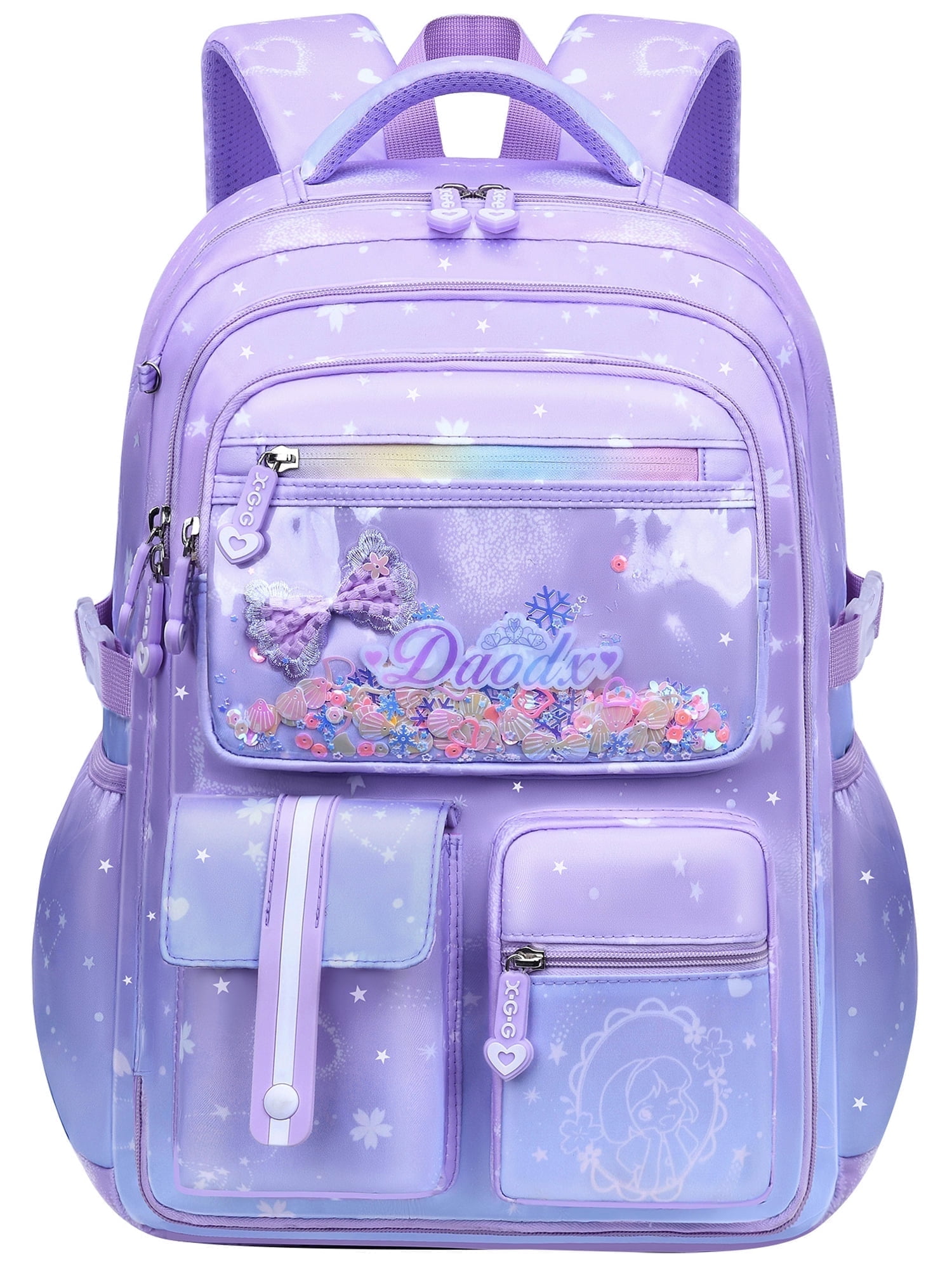 KIVDIT Luminous School Backpack for Girls, Large Capacity Waterproof ...