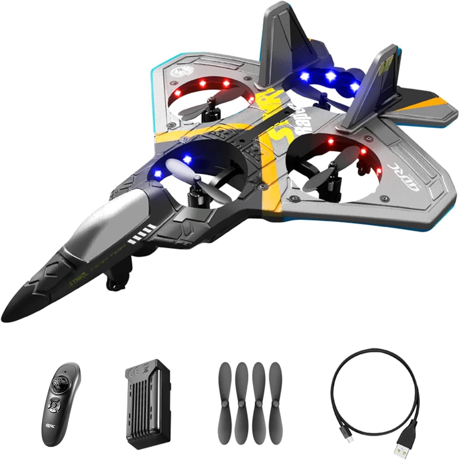 Kivdit RC Plane,2.4GHz Gravity Sensing RC Airplane with LED Lights,Four ...