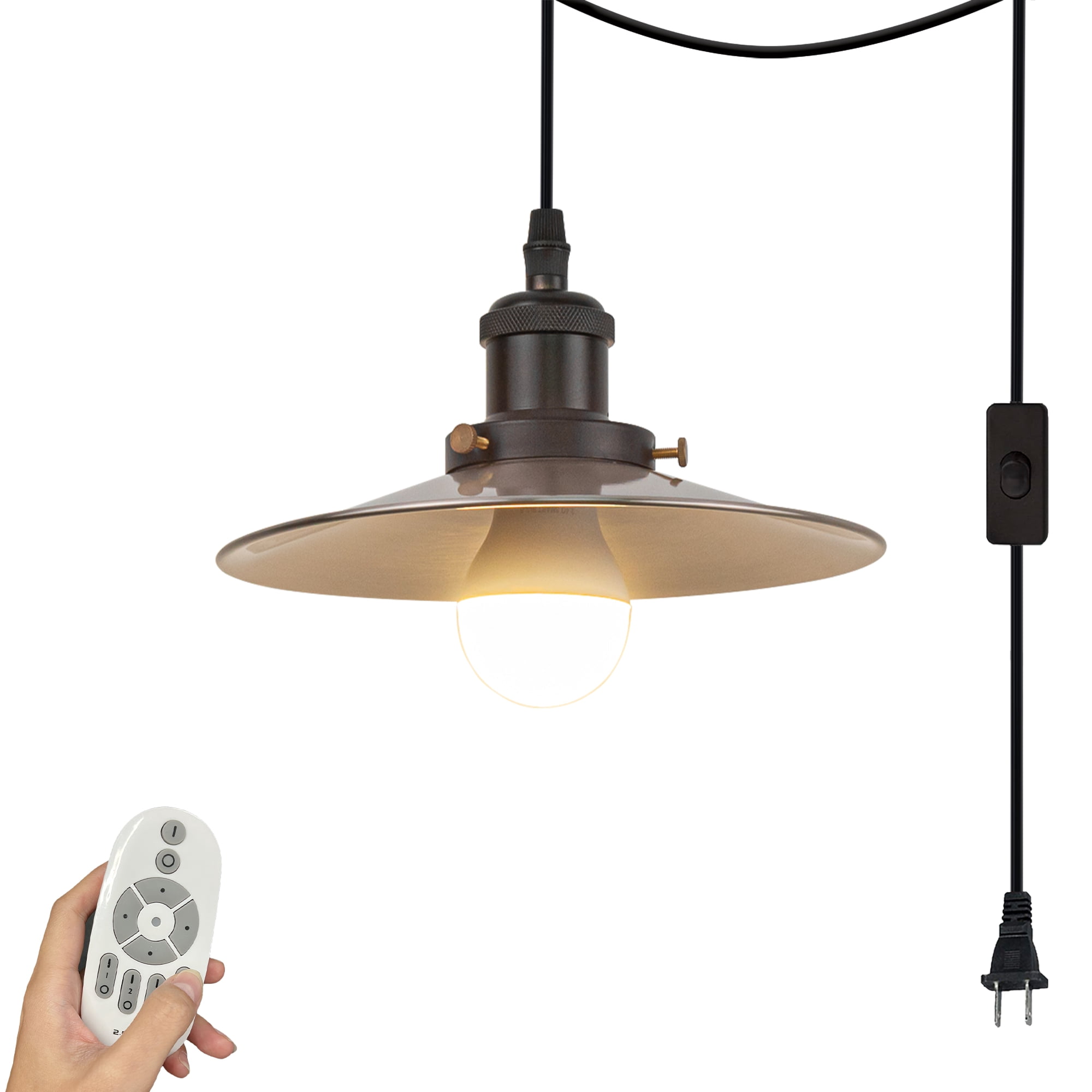 Kiven 1-Light Plug in Pendant Light,Industrial Hanging Light with 15FT ...