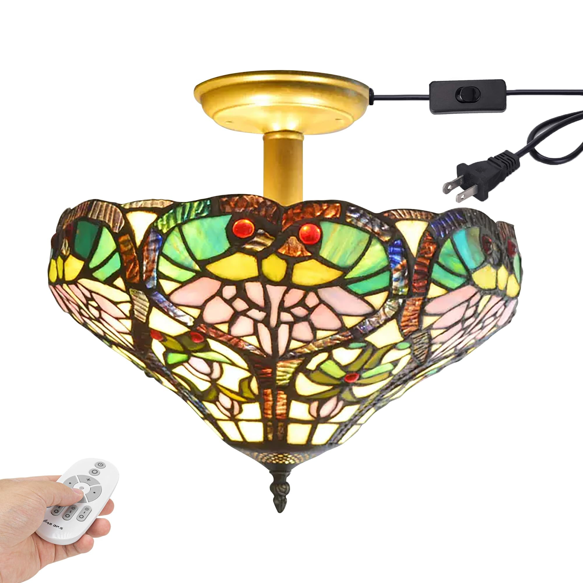 Kiven 13.8in Plug-in Flush Mount Ceiling Light Fixture, 3-Light Anti ...