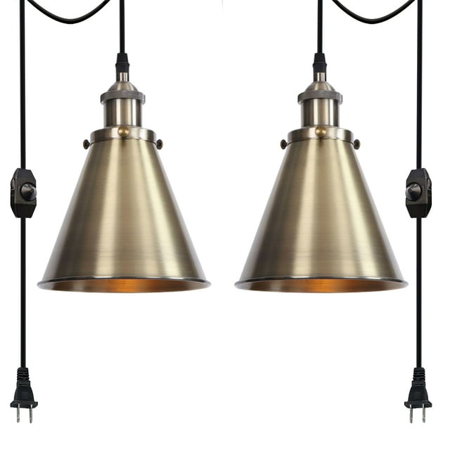 Kiven 2-Light Plug in Pendant Light,Industrial Hanging Light with 15FT ...