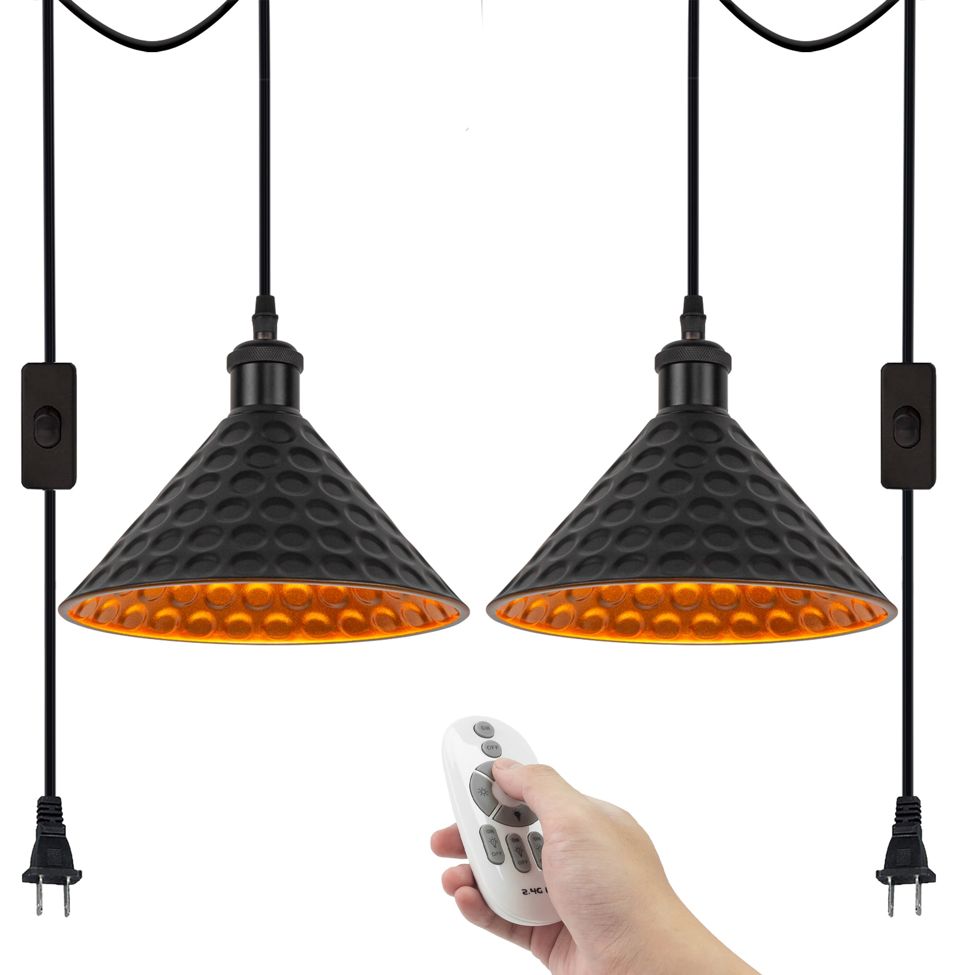 Kiven 2-Light Plug in Pendant Light,Industrial Hanging Light with 15FT ...