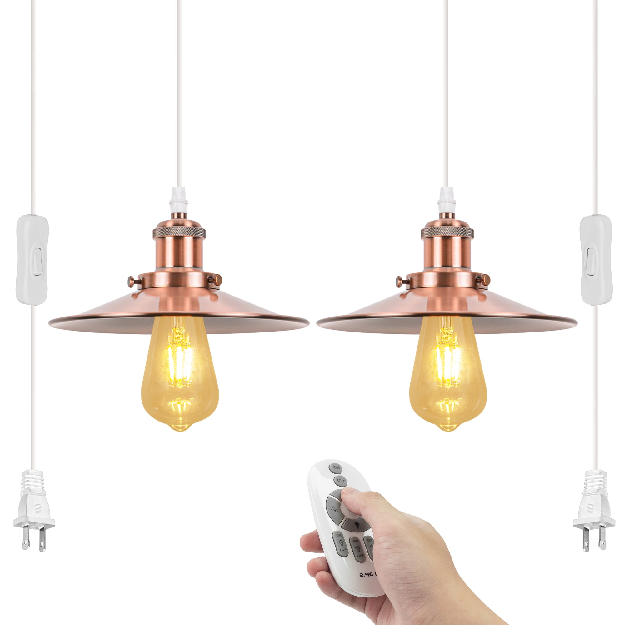 Kiven 2-Light Plug in Pendant Light,Industrial Hanging Light with 15FT ...