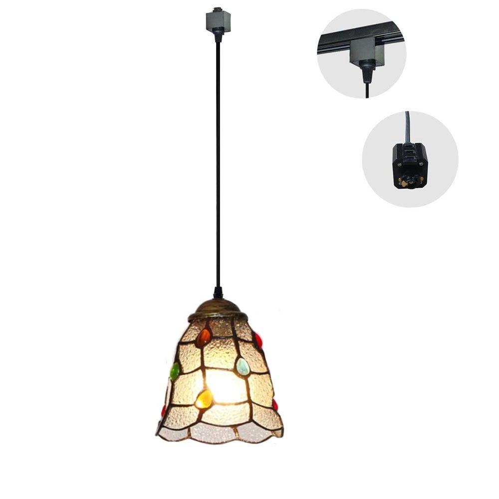 Kiven 5.9-inches Mini Tiffany Style Stained Glass H-type Track Pendant ...