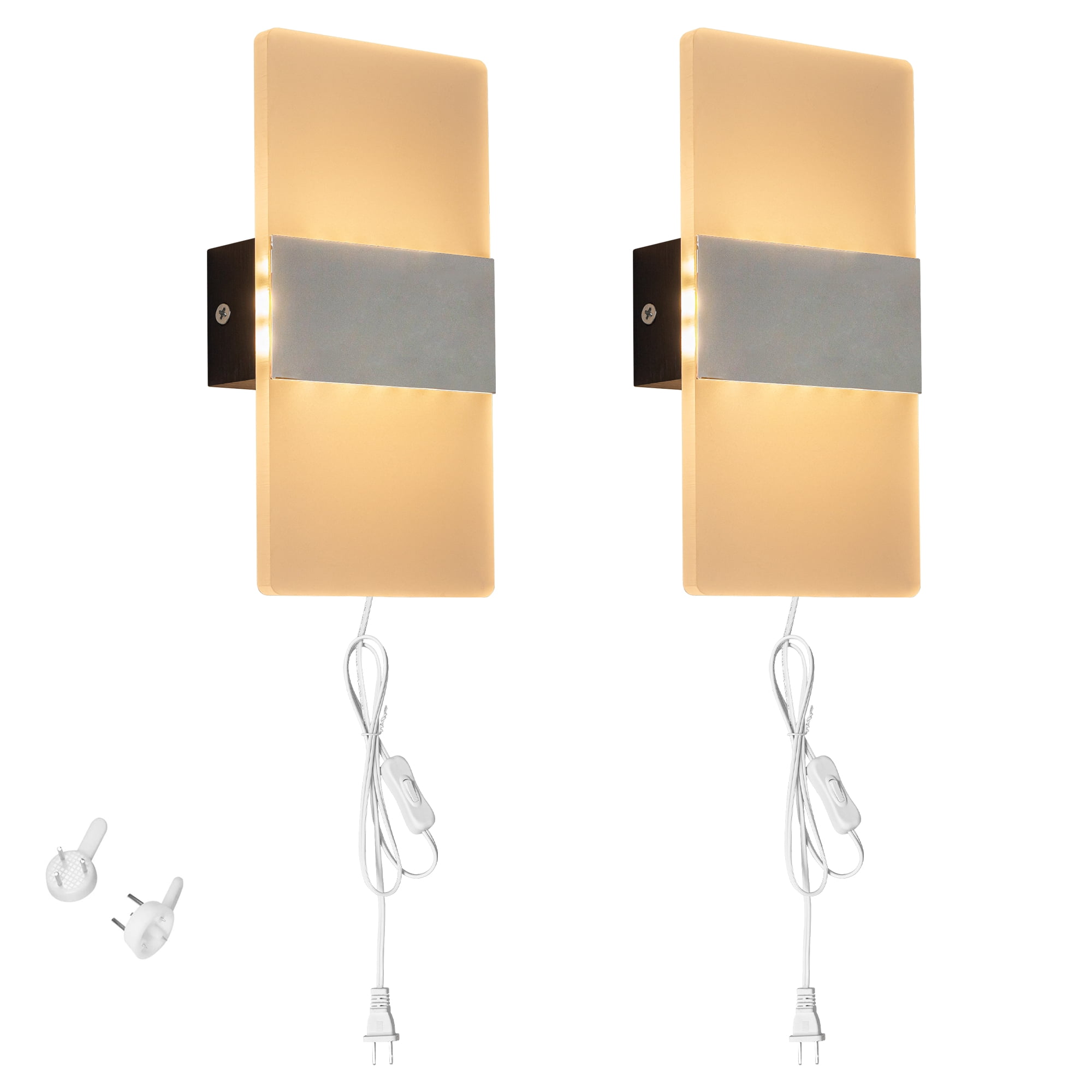 Kiven Acrylic Plug in Wall Lamp , Modern LED Wall Sconce, Set of 2 ...