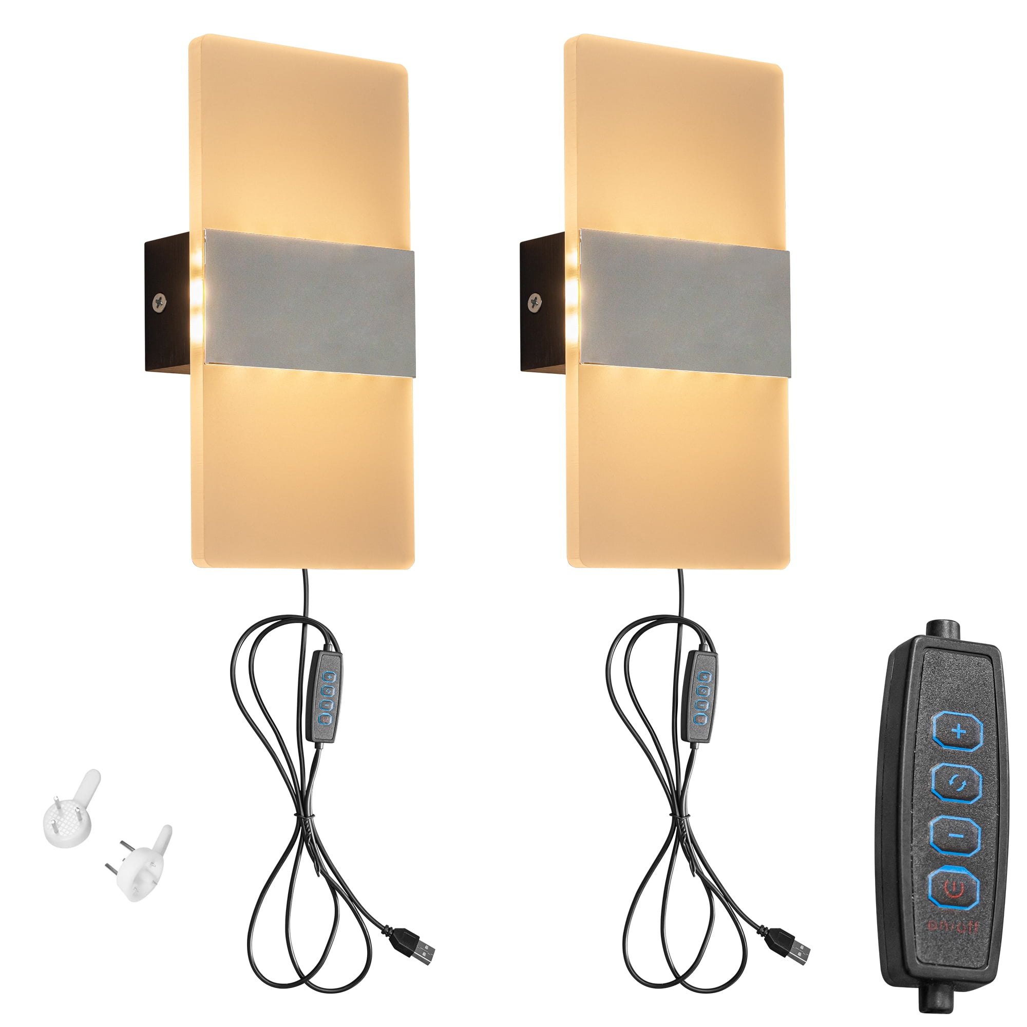 Kiven Acrylic Plug in Wall Lamp, Plug-in LED Wall Sconces with 3 Color ...