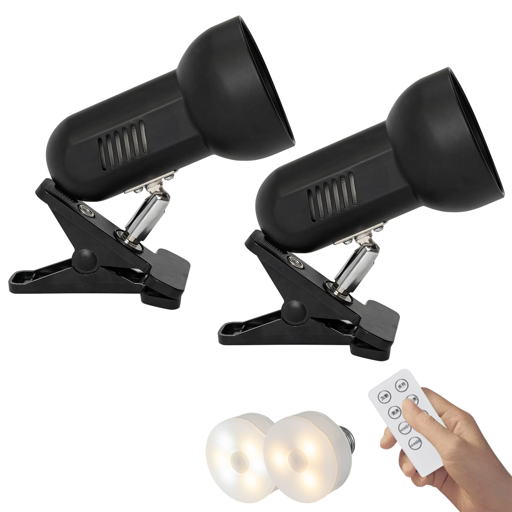 Kiven Battery Operated Clip on Spotlight with Remote, Set of 2 Dimmable ...