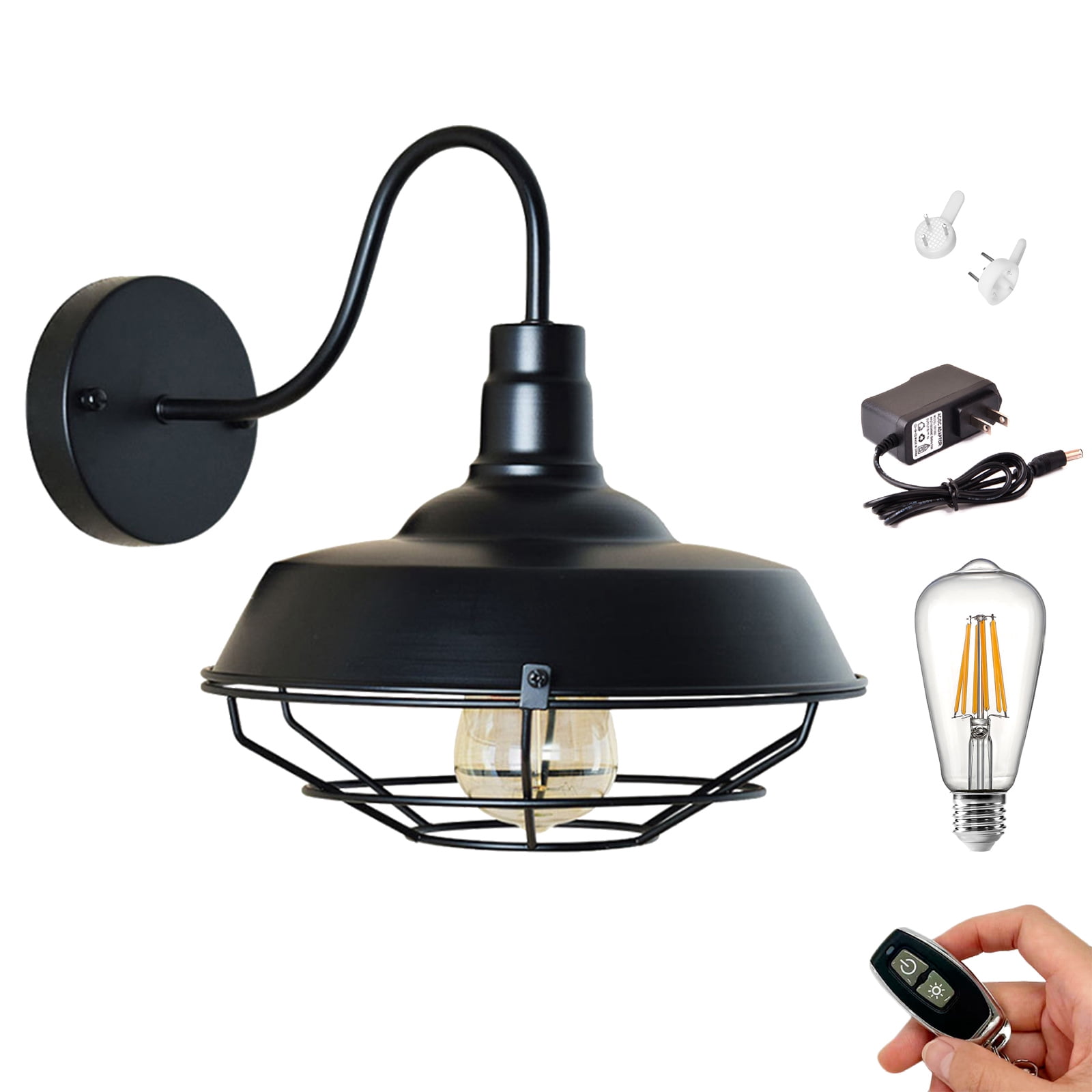 Kiven Battery Operated Iron Wall Lamp,1-Light Industrial Rechargeable ...