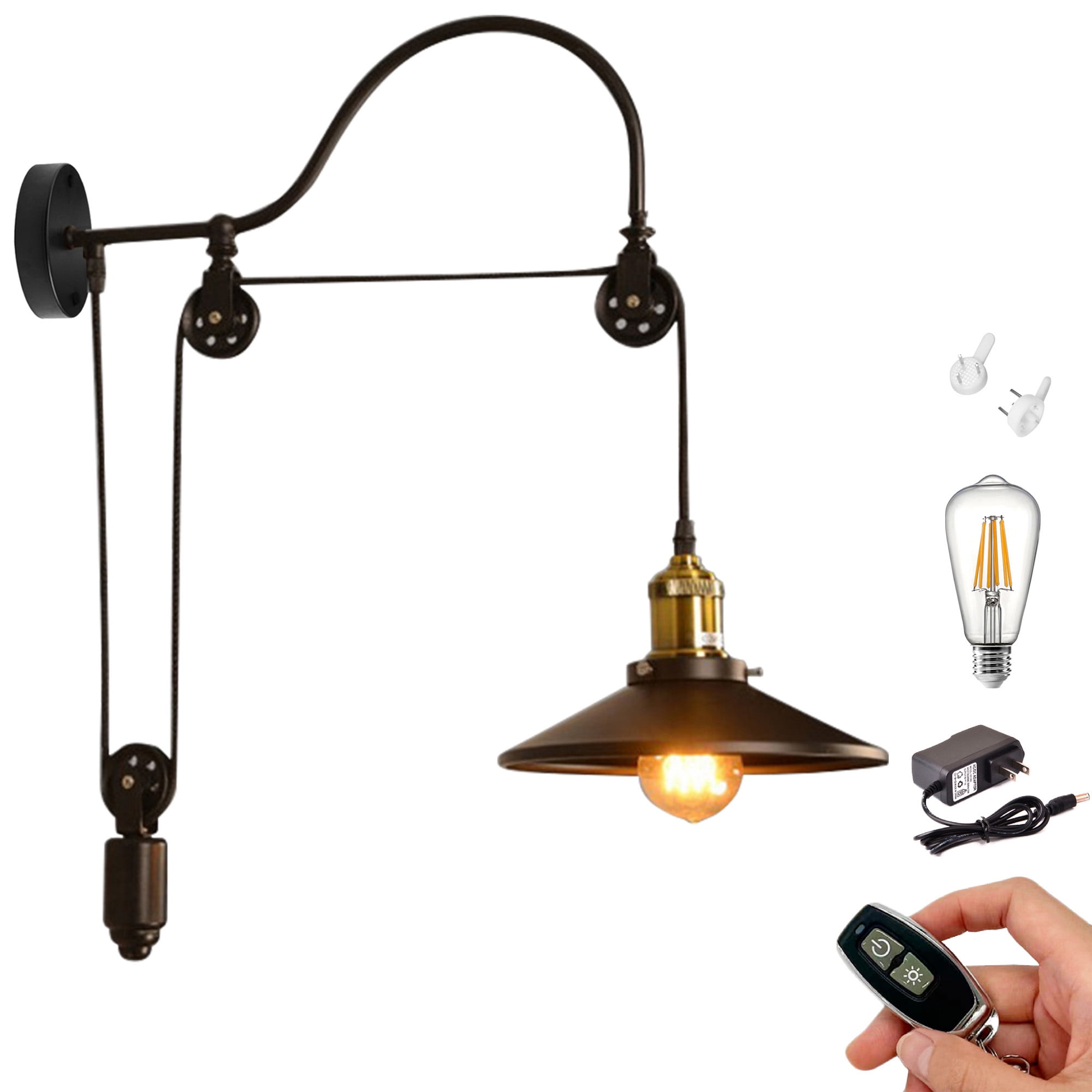 Kiven Battery Operated Iron Wall Lamp,1-Light Industrial Rechargeable ...