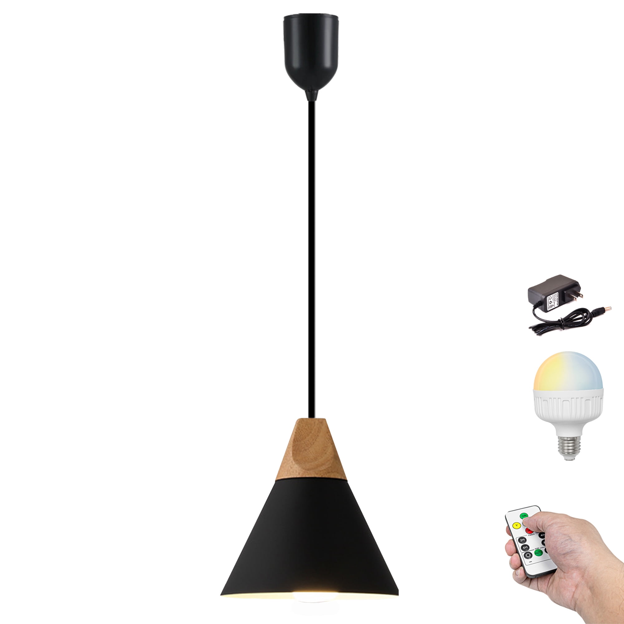 Kiven Battery Operated Modern Pendant Light with Remote, Timer ...