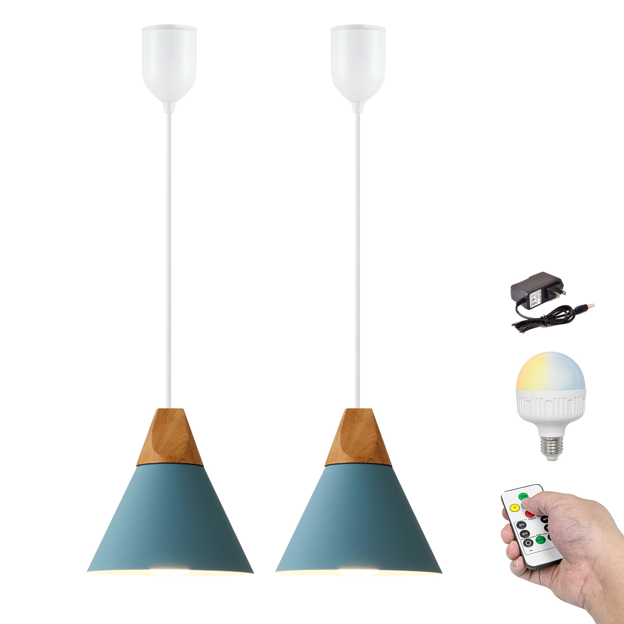 Kiven Battery Operated Modern Pendant Light with Remote, Timer ...