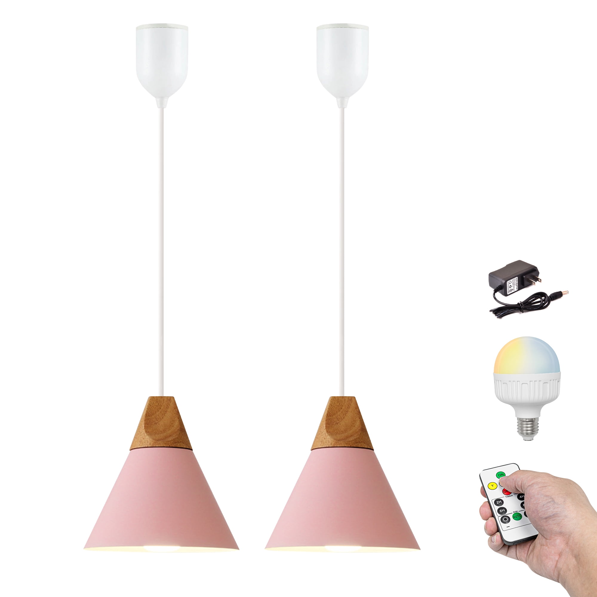 Kiven Battery Operated Modern Pendant Light with Remote, Timer ...