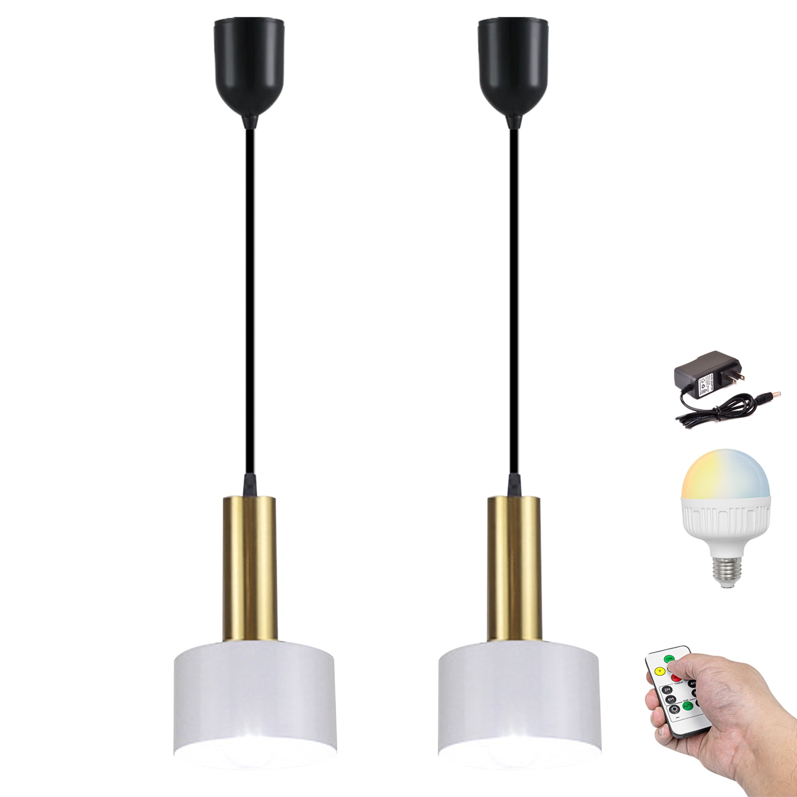 Kiven Battery Operated Modern Pendant Light with Remote, Timer ...