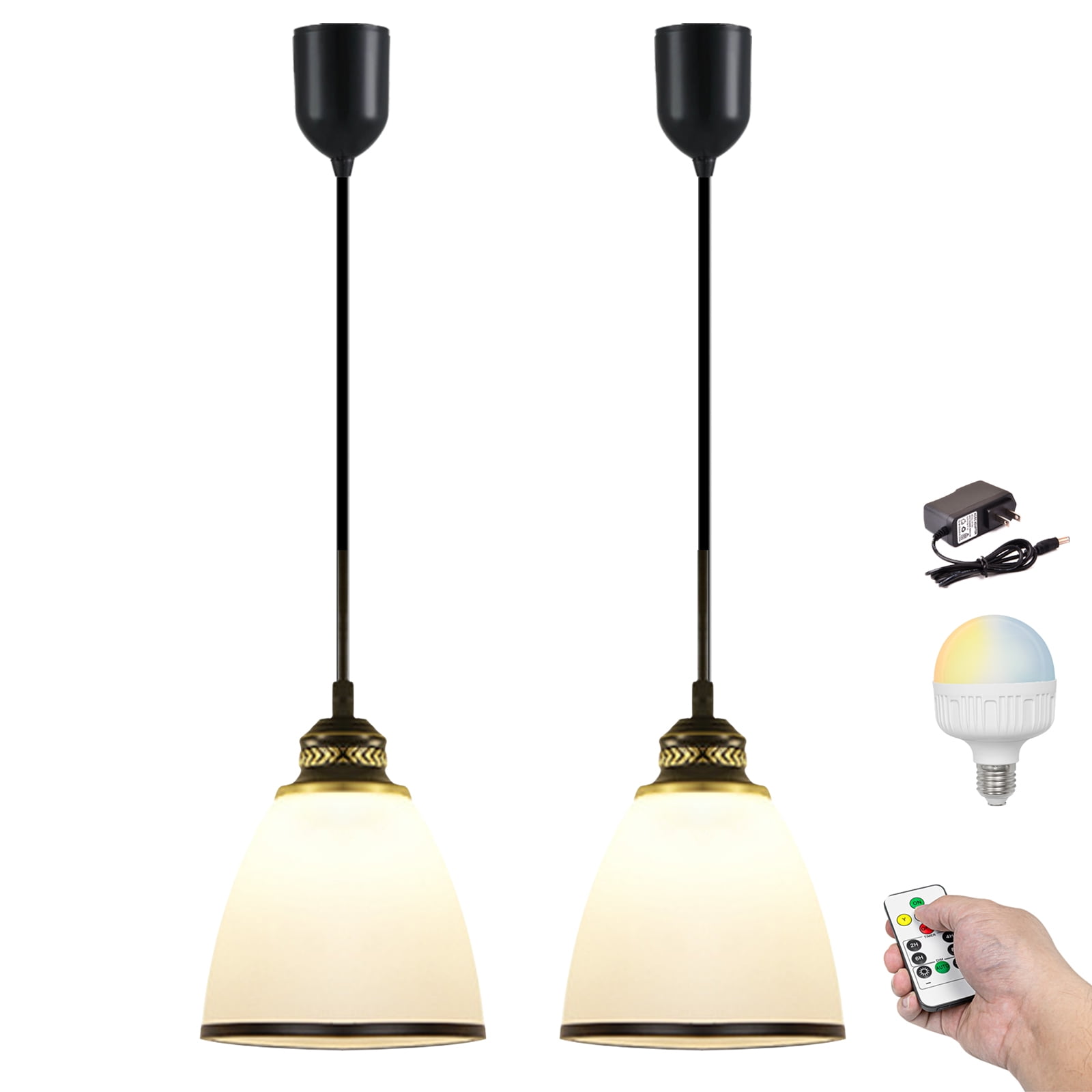 Kiven Battery Operated Modern Pendant Light with Remote, Timer ...