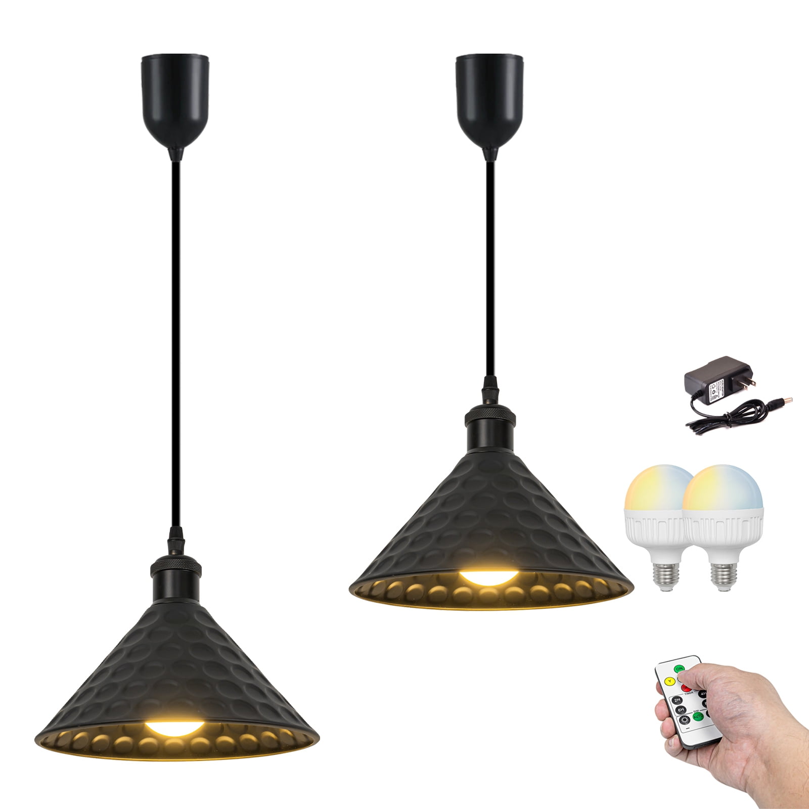 Kiven Battery Operated Pendant Light Adjustable Height,Dimmable Pendant ...