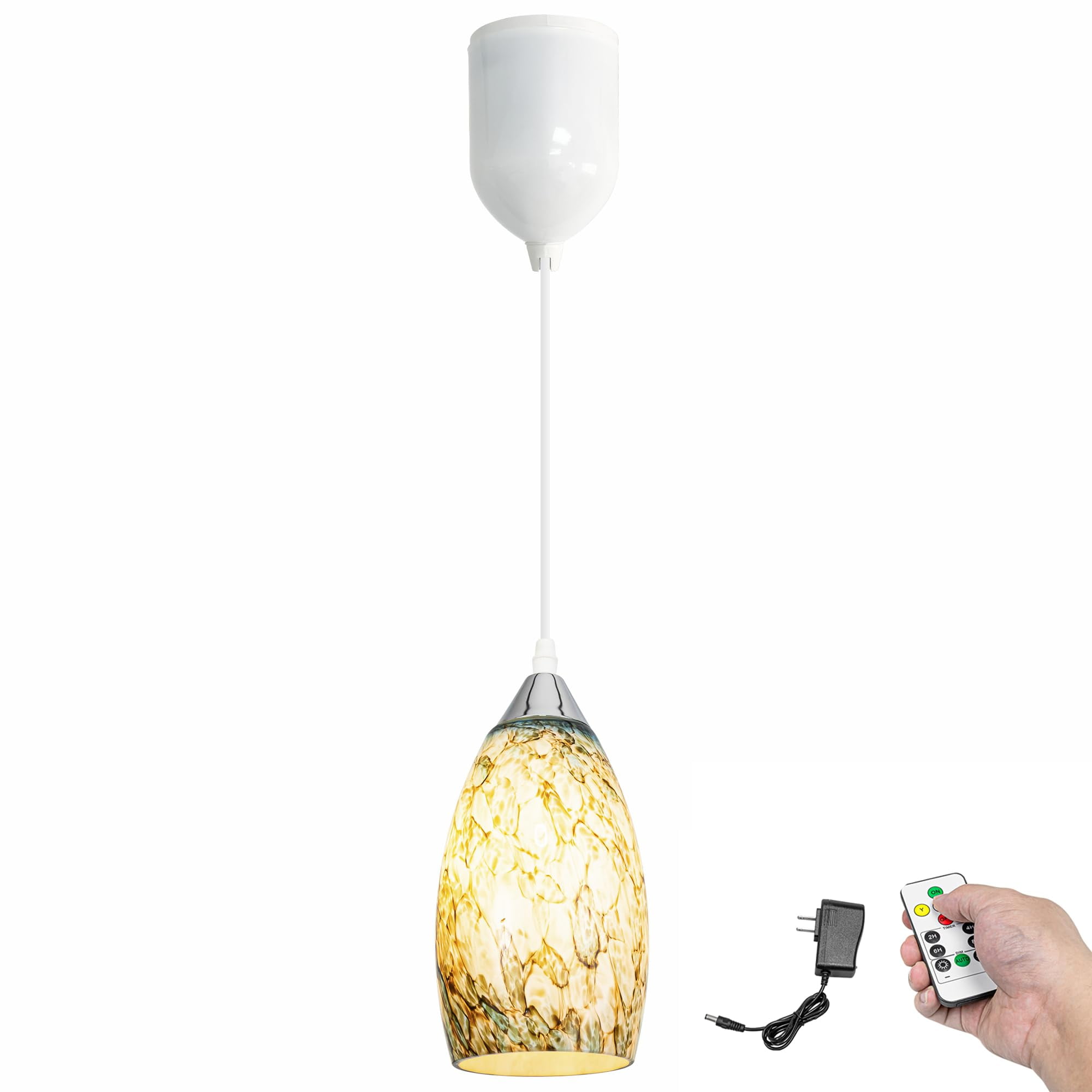 Kiven Battery Operated Pendant Light with Remote Control,1-Light ...