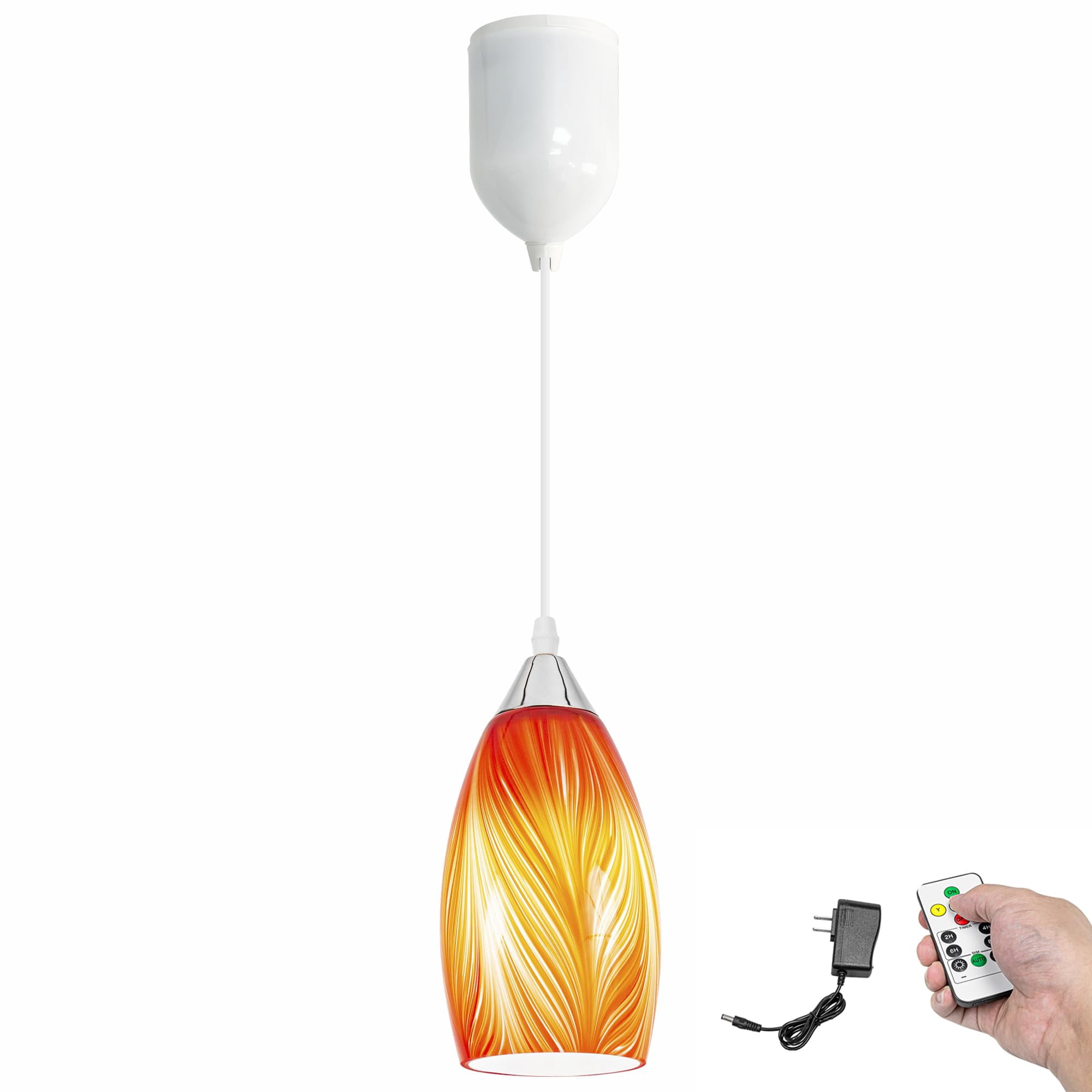 Kiven Battery Operated Pendant Light with Remote Control,1-Light ...