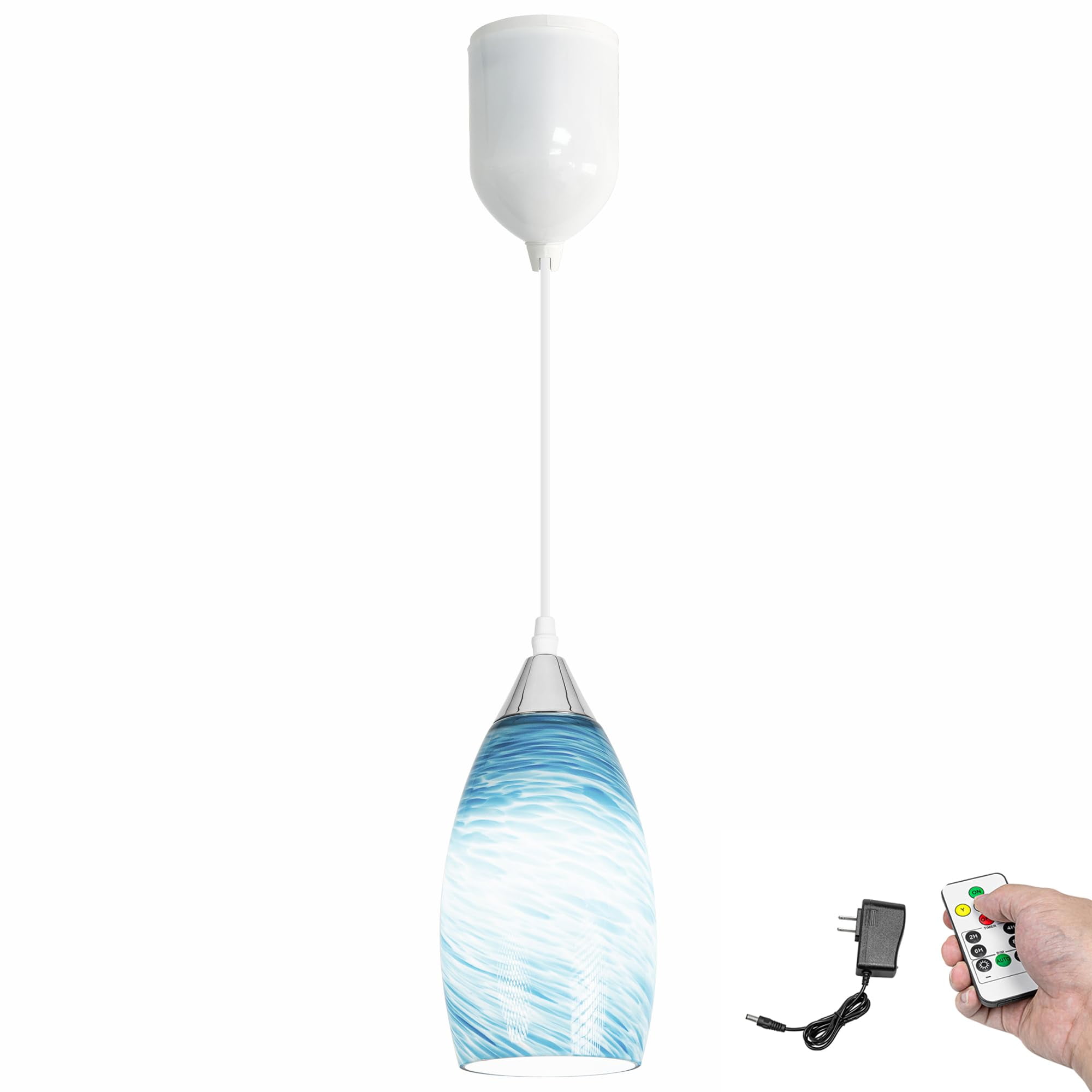Kiven Battery Operated Pendant Light with Remote Control,1-Light ...