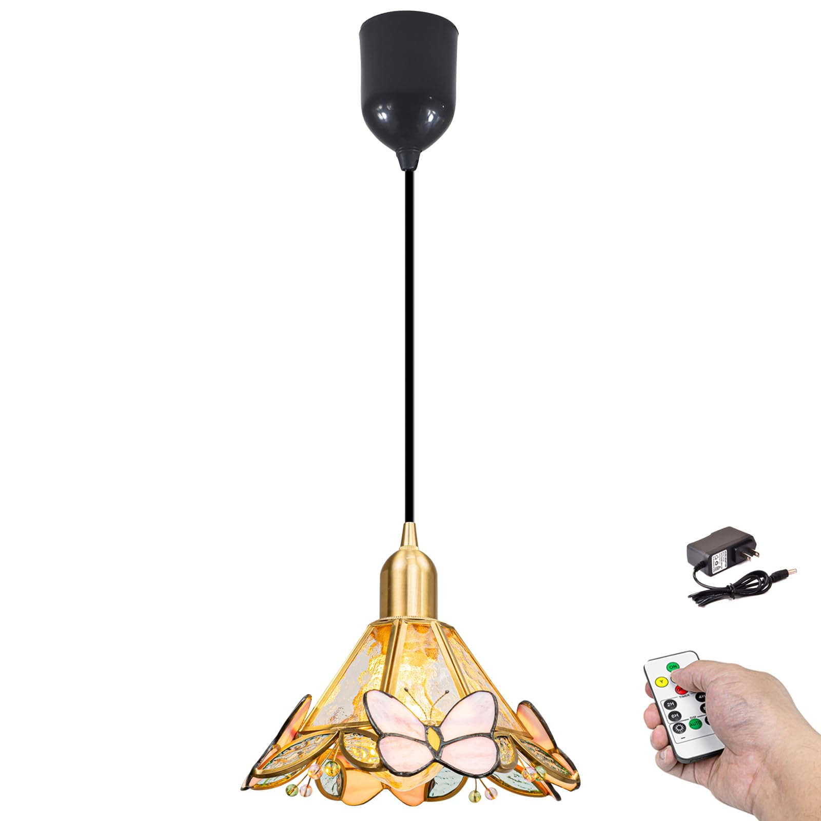 Kiven Battery Operated Pendant Light with Remote Control,1-Light ...
